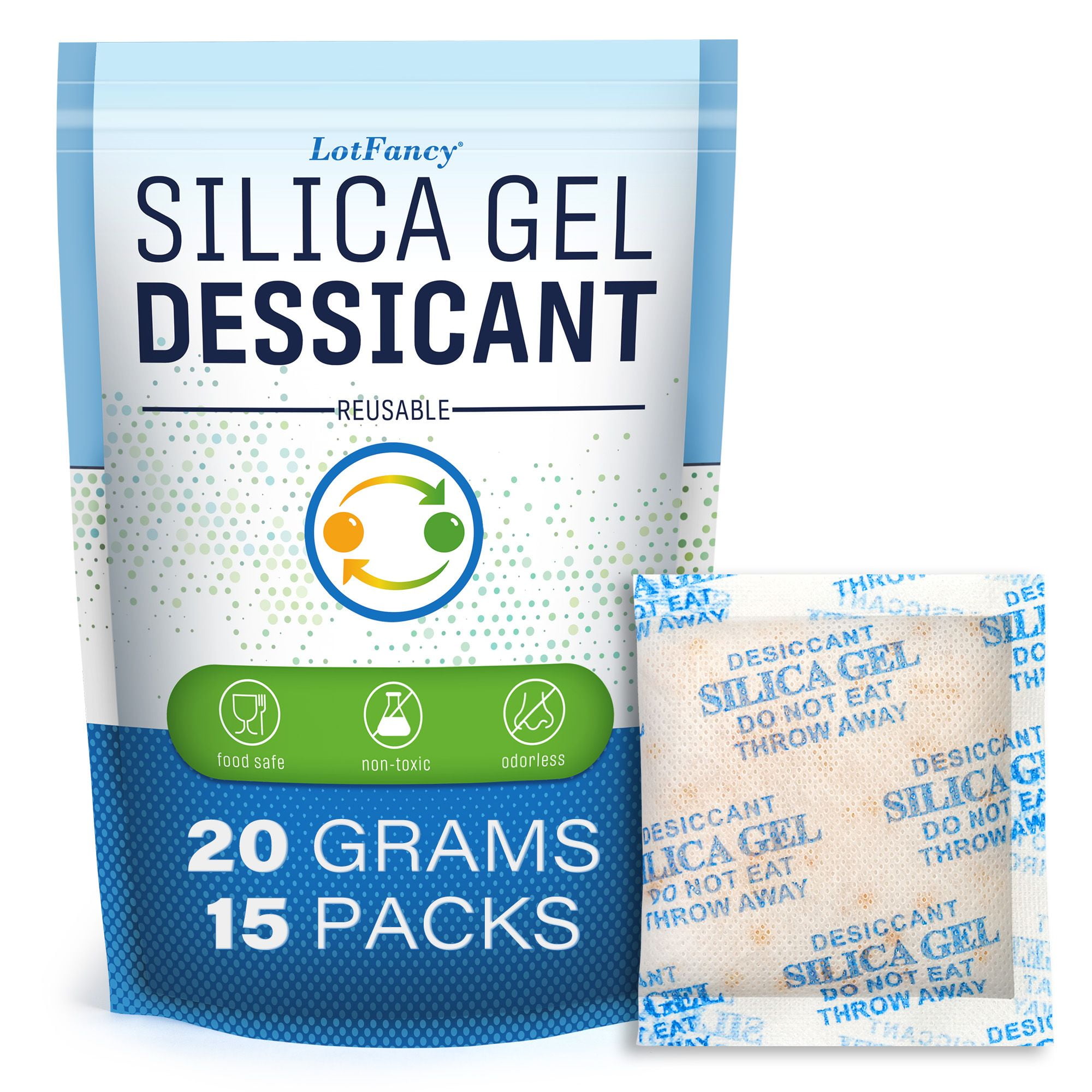 LotFancy 15 Packs 20 Gram Silica Gel Packets, Indicating Desiccant ... LotFancy 15 Packs 20 Gram Silica Gel Packets, Indicating Desiccant ...