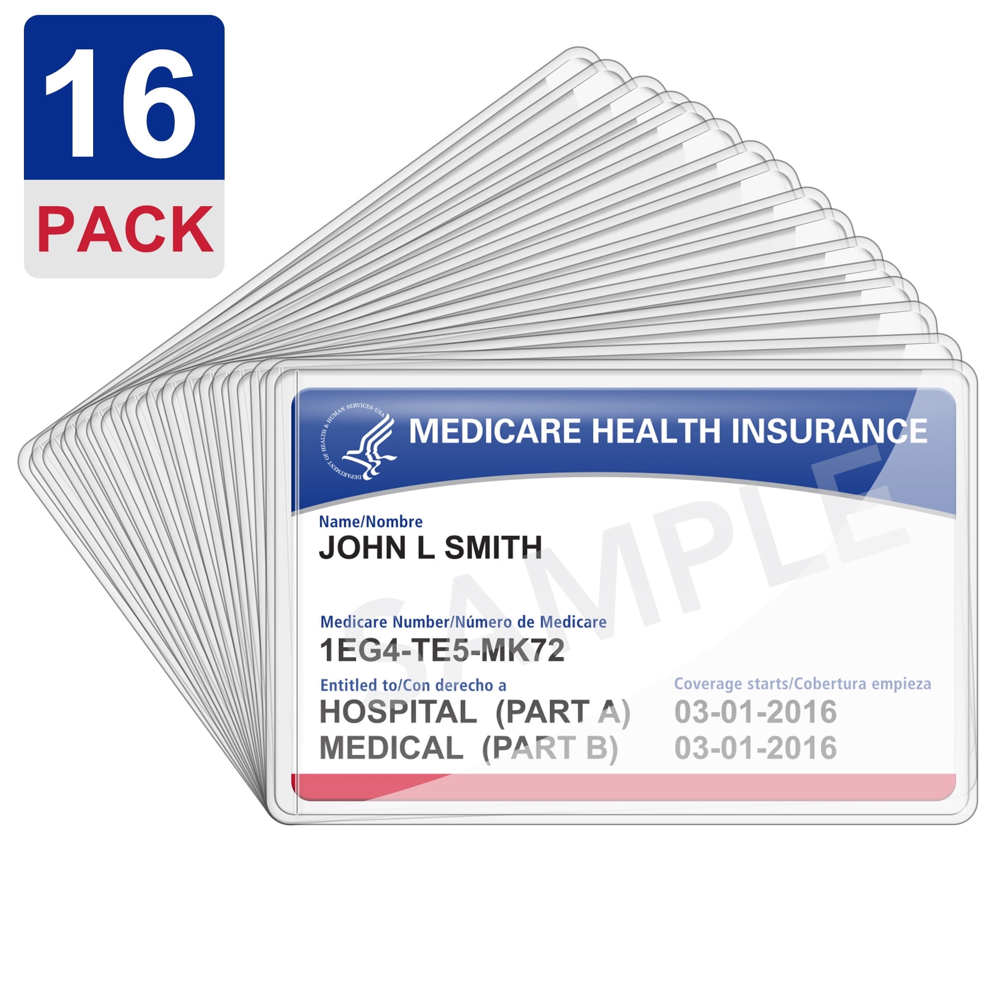 LotFancy 16 Packs Medicare Card Holders Protector Sleeves for Credit ...