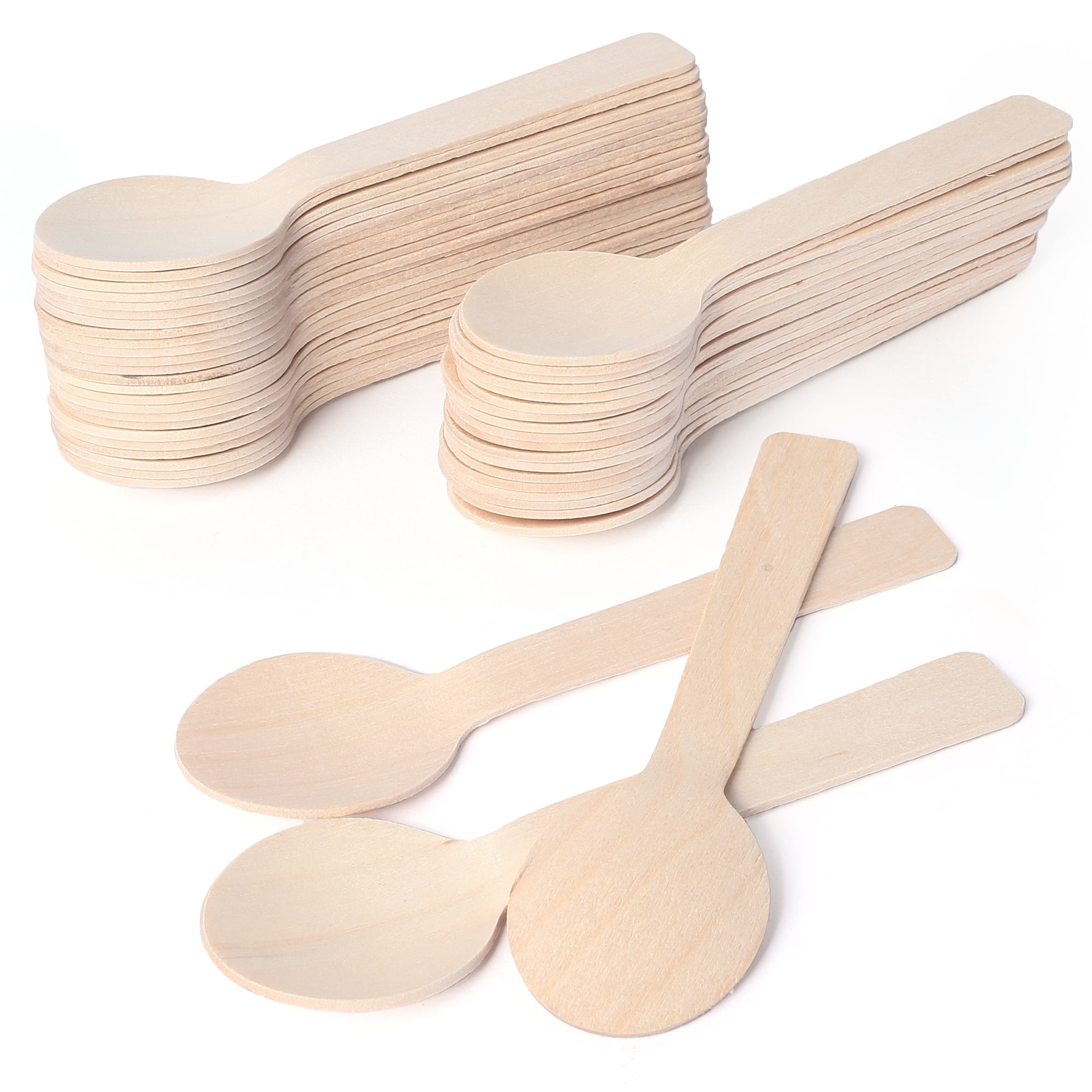 LotFancy 200 Mini Disposable Wooden Spoons, 4 in Compostable Small ...