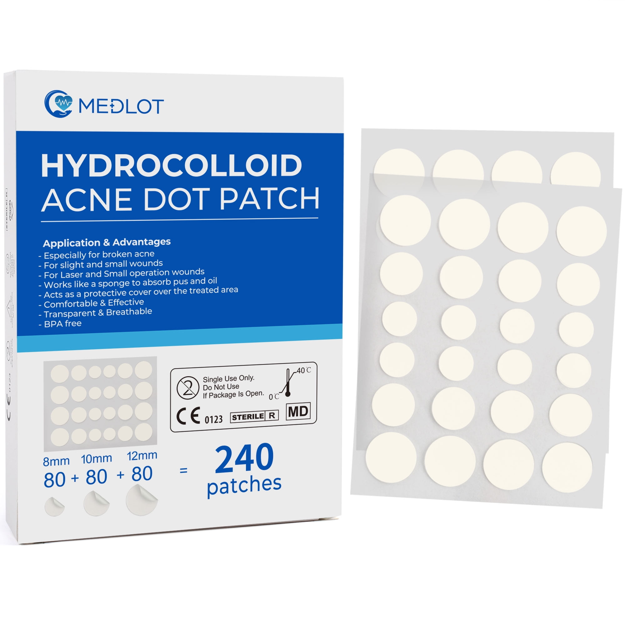 LotFancy 240 Ct Acne Spot Dots, Acne Pimple Patch, Thin Hydrocolloid ...