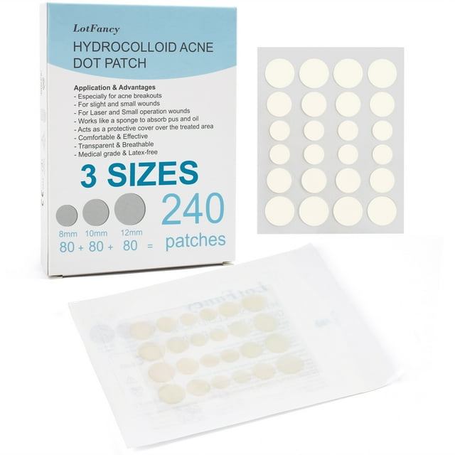 LotFancy Acne Treatment Pads, 240 Ct Spot Dots, Thin Hydrocolloid ...