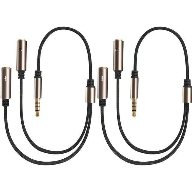 LotFancy 2Pack Headphone Splitter, Mic and Audio Y Splitter Cables, 3 ...