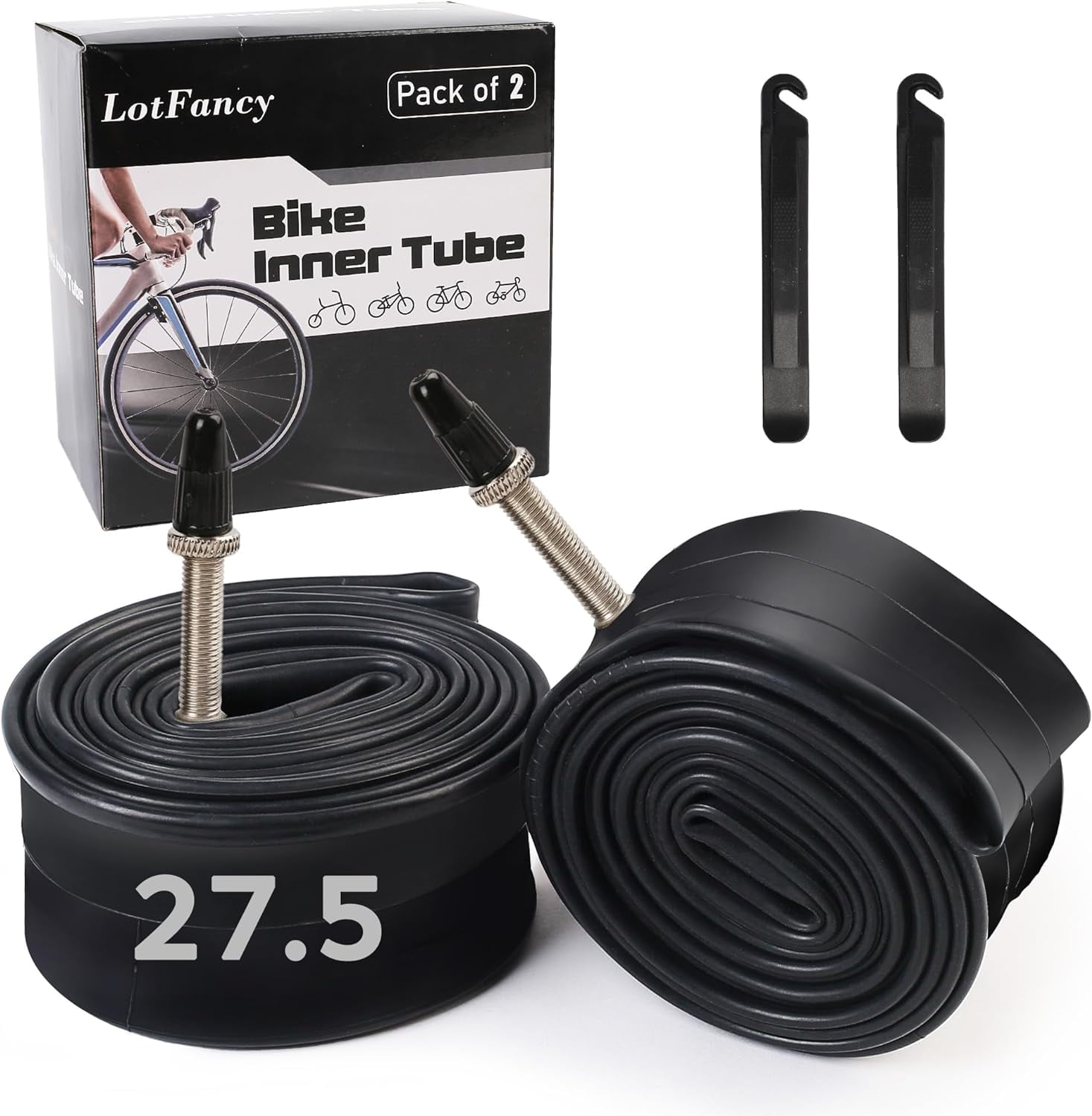 LotFancy 2Pcs 27.5 x 2.125/2.4 Bicycle Inner Tubes for Mountain Bike ...