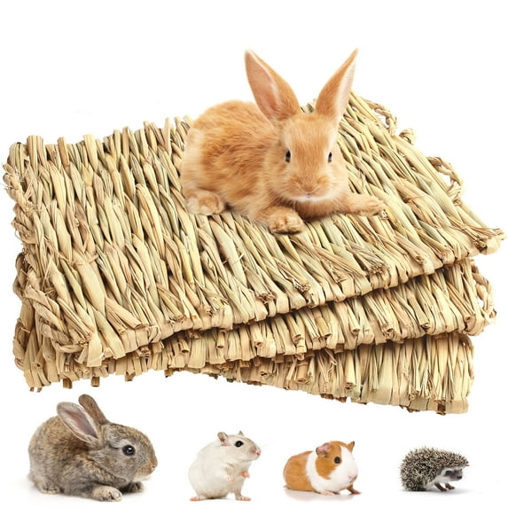 LotFancy 3 Pack Natural Grass Mat for Rabbits, Guinea Pigs, Hamsters ...
