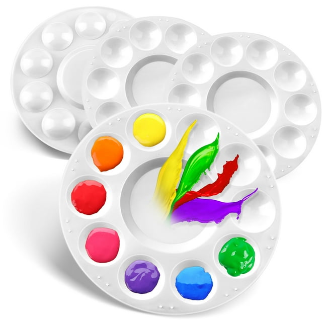LotFancy 32 Small Plastic Painter Well Palettes, Paint Pallets for Kids ...