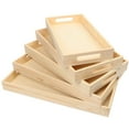 LotFancy Set of 5 Wooden Nesting Trays, Unfinished Natural, Rectangular ...