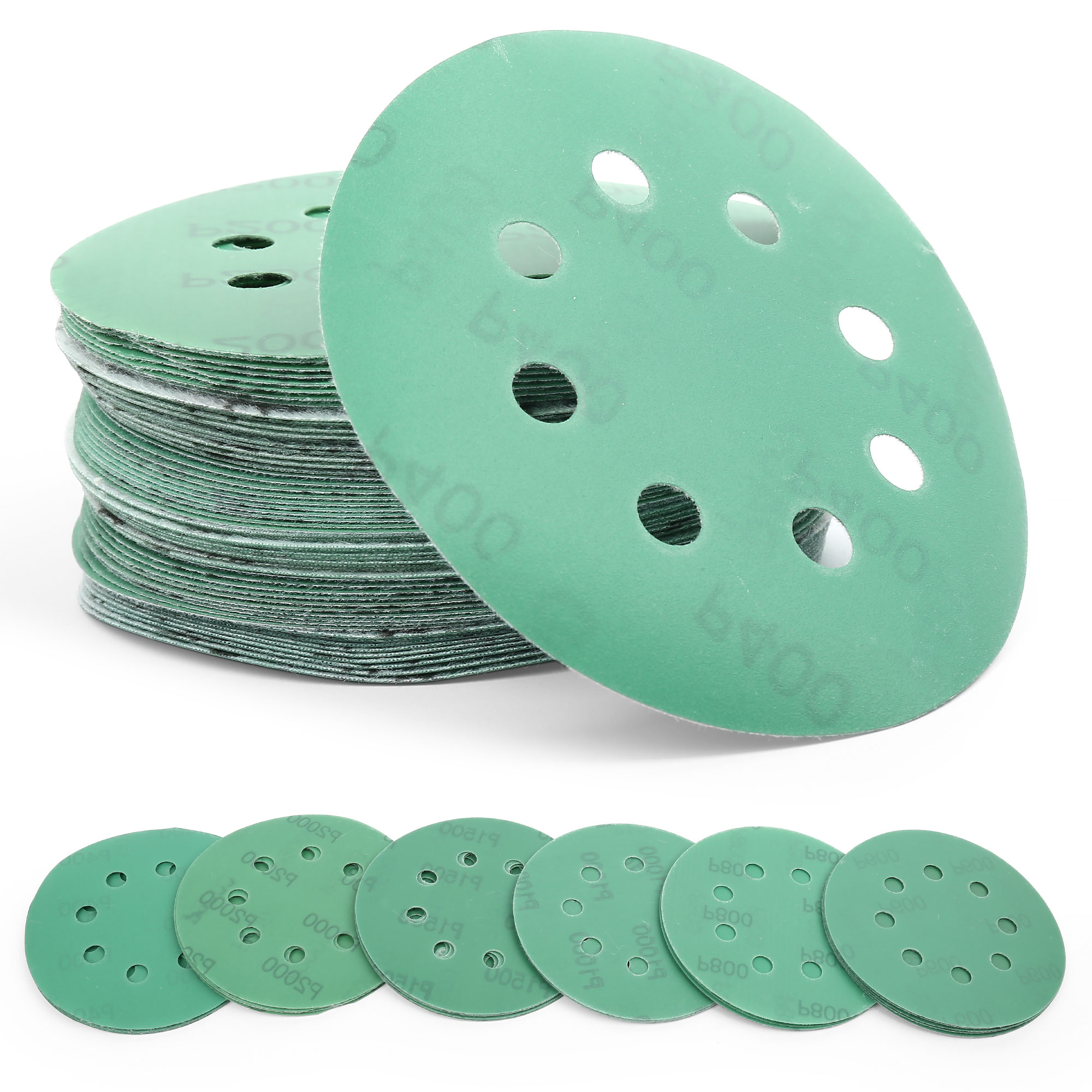 LotFancy 5 in 8Hole Sanding Discs, 60 400-2000 Grit Wet Dry Sandpaper ...
