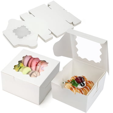 26-Pack Bakery Boxes 10" x 6" x 2", Bakery Boxes with Window, White ...