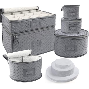 China Storage Case - Salad Plate Quilted Case - 10" W x 6" H - Gray ...