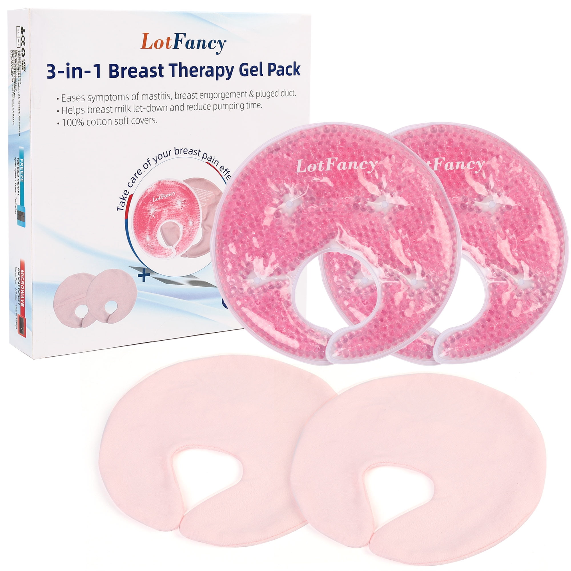 LotFancy Breast Therapy Pack, Hot Cold Gel Pad for Nursing, Mastitis ...