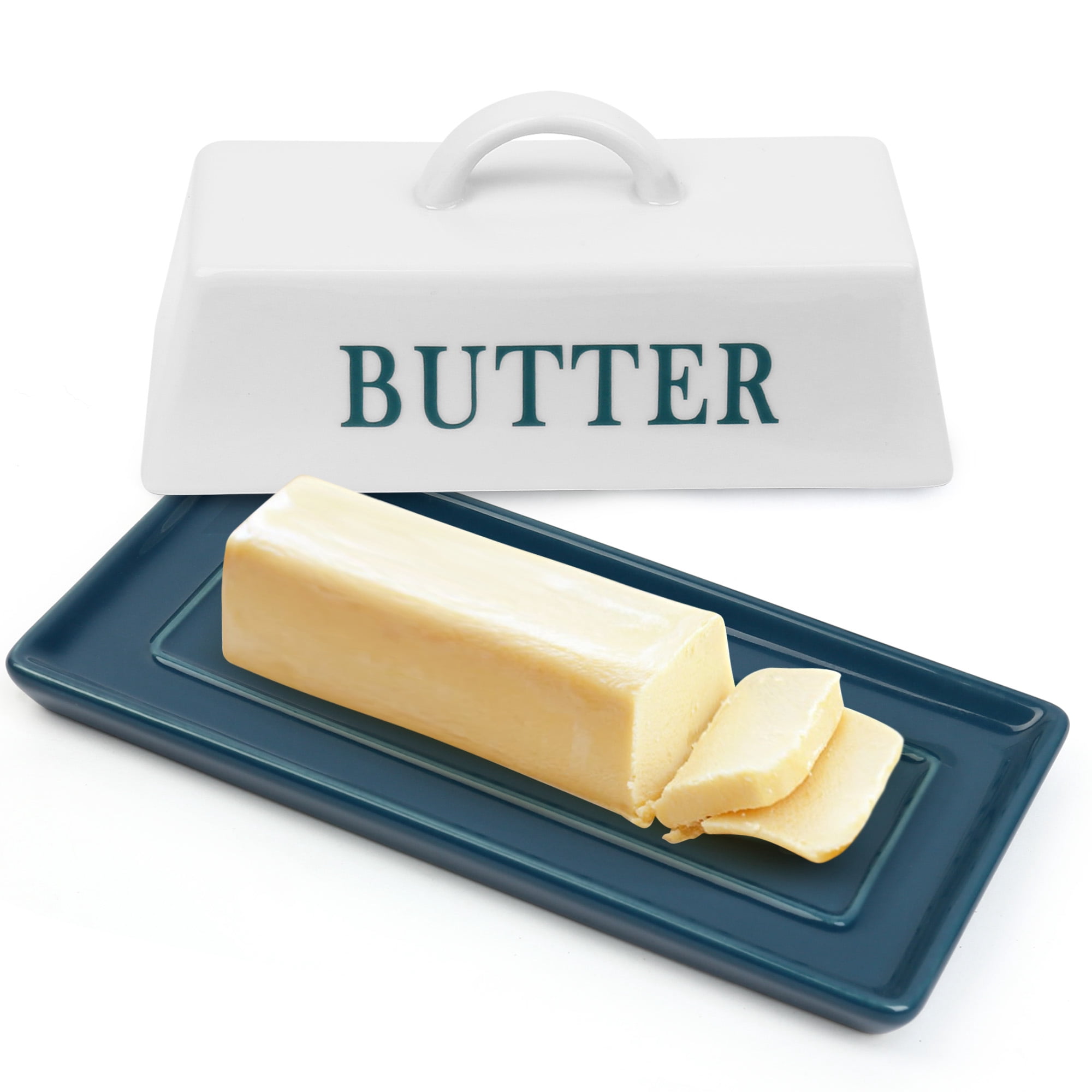 LotFancy Butter Dish with Lid, Ceramic Butter Keeper with Handle ...