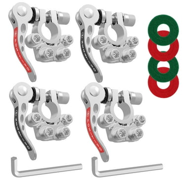 Pair 4 Way Car Battery Terminals Clamp Battery Cable Ends Quick Release ...