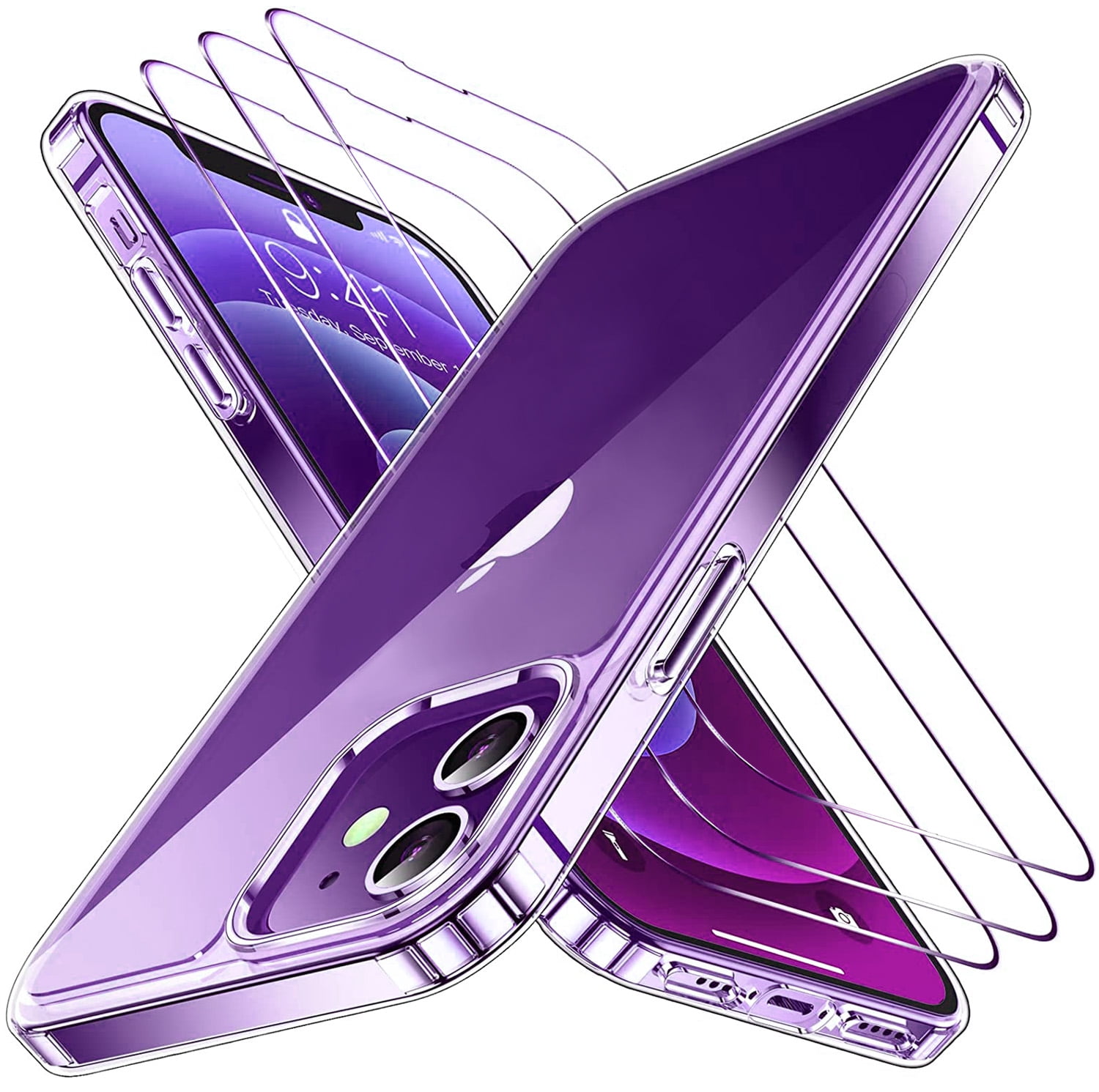 LotFancy Clear Case for iPhone 12/12 Pro, TPU Cover with 3 Pcs Glass ...