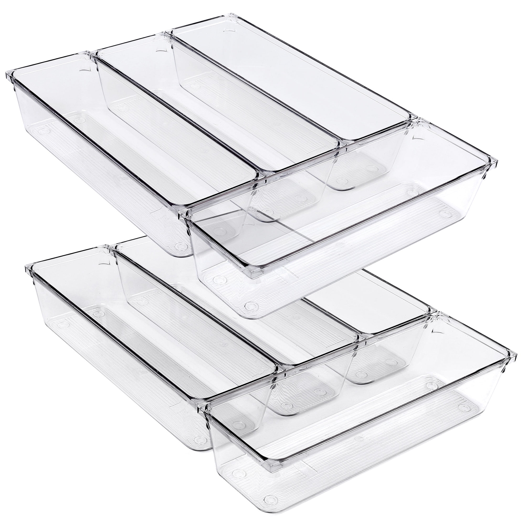 LotFancy Clear Drawer Organizer Set, 8 Pcs Plastic Storage Trays ...