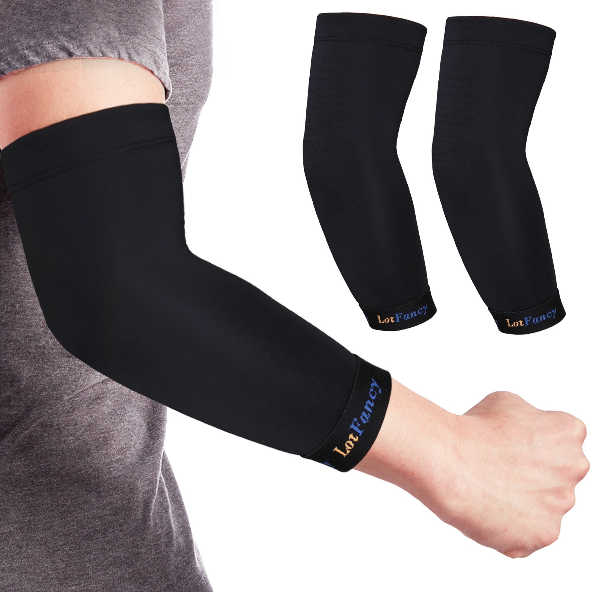 LotFancy Copper Compression Sleeve (1 Pair), Elbow Brace for Women Men ...