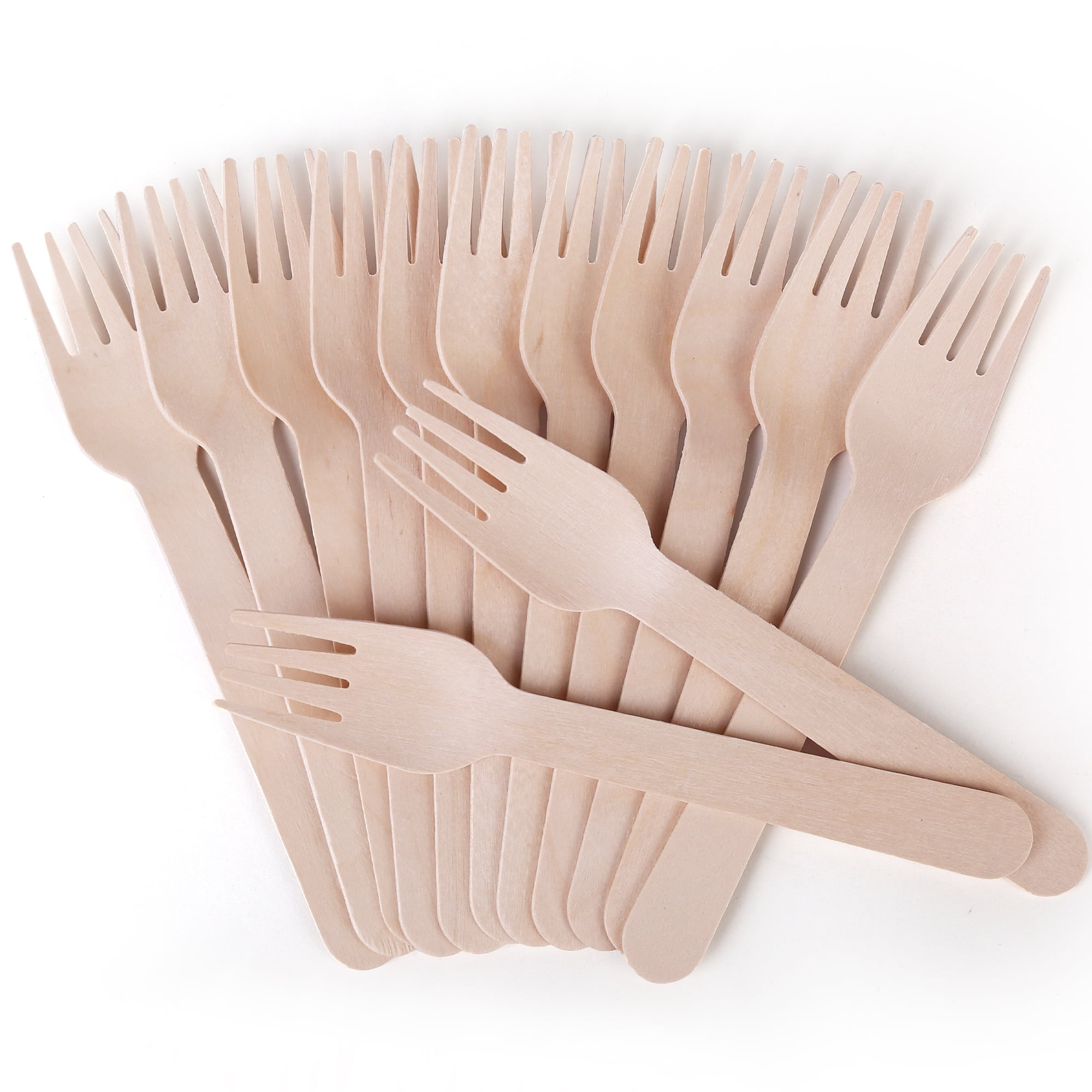 LotFancy Disposable Wooden Forks, 100 Pcs 6.5in Compostable ...