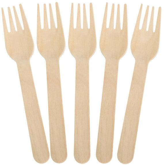 LotFancy Disposable Forks, 100 Pcs Wooden Forks, 6.2" Compostable ...