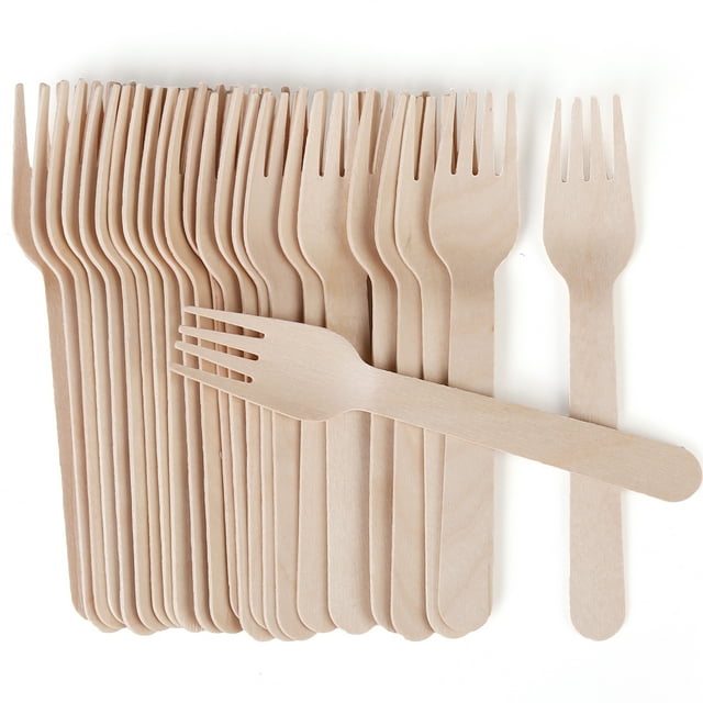 "Eco-Friendly LotFancy Disposable Wooden Forks, Bulk Disposal Pack, 250 ...