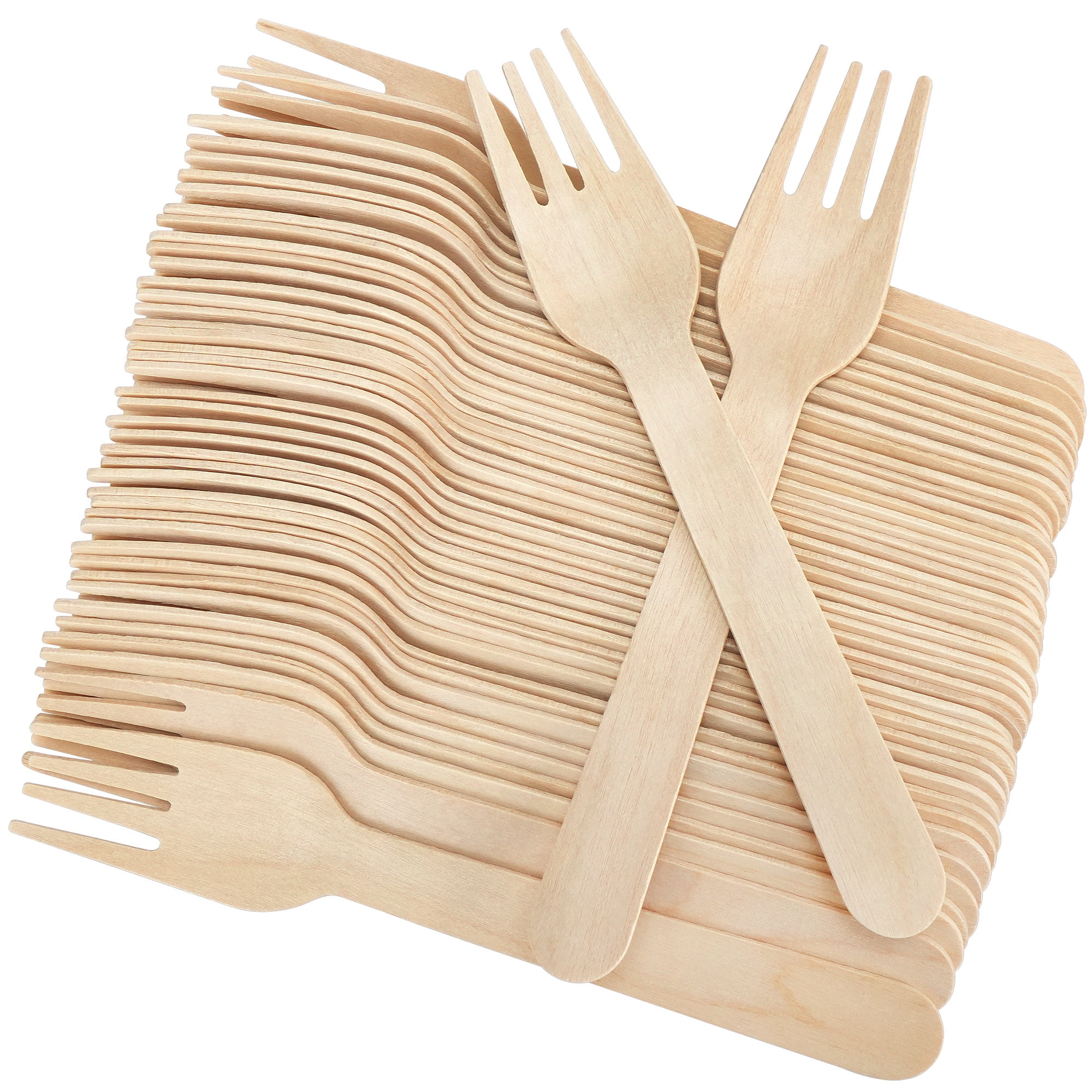 LotFancy Disposable Wooden Forks, 250 Pcs 6.5" Wood Biodegradable ...