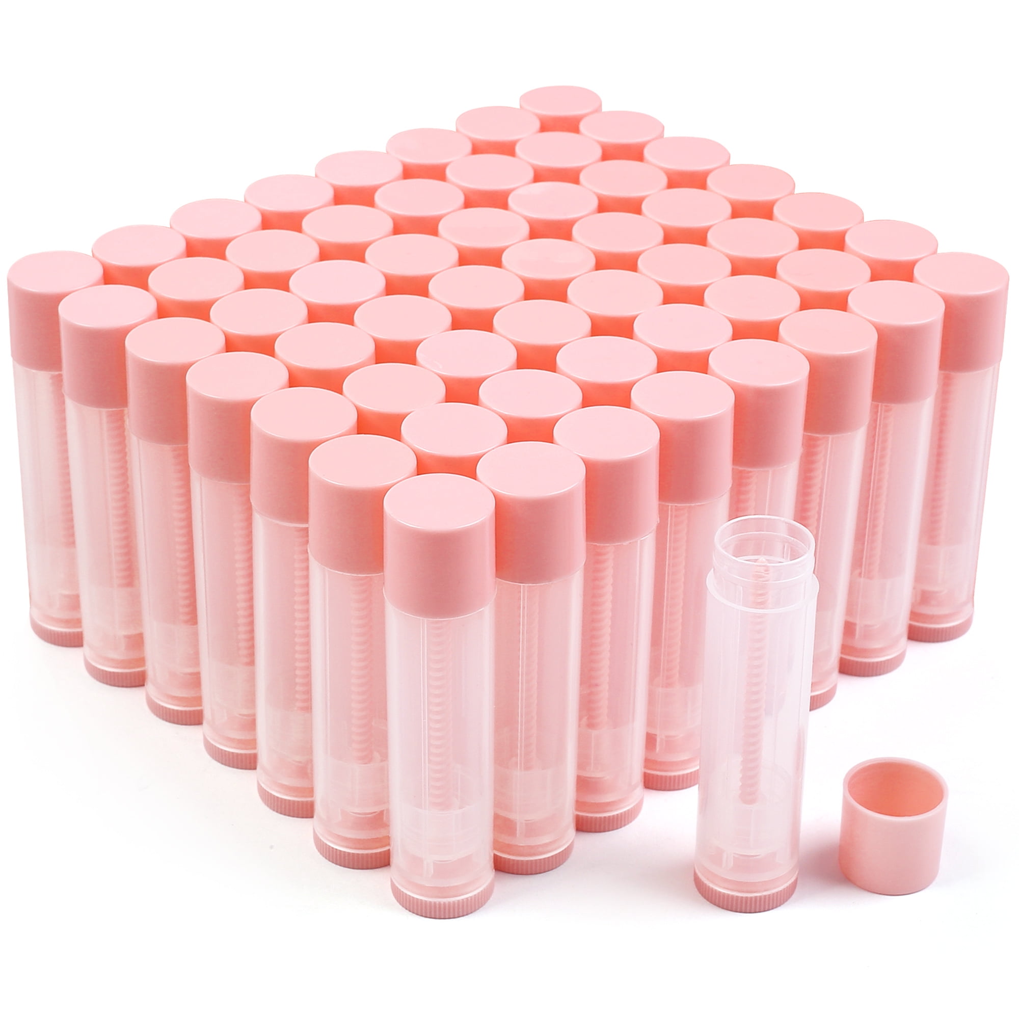 LotFancy 60Pcs 5.5ml BPA-Free Clear Plastic Lip Balm Tubes with Snap-On ...