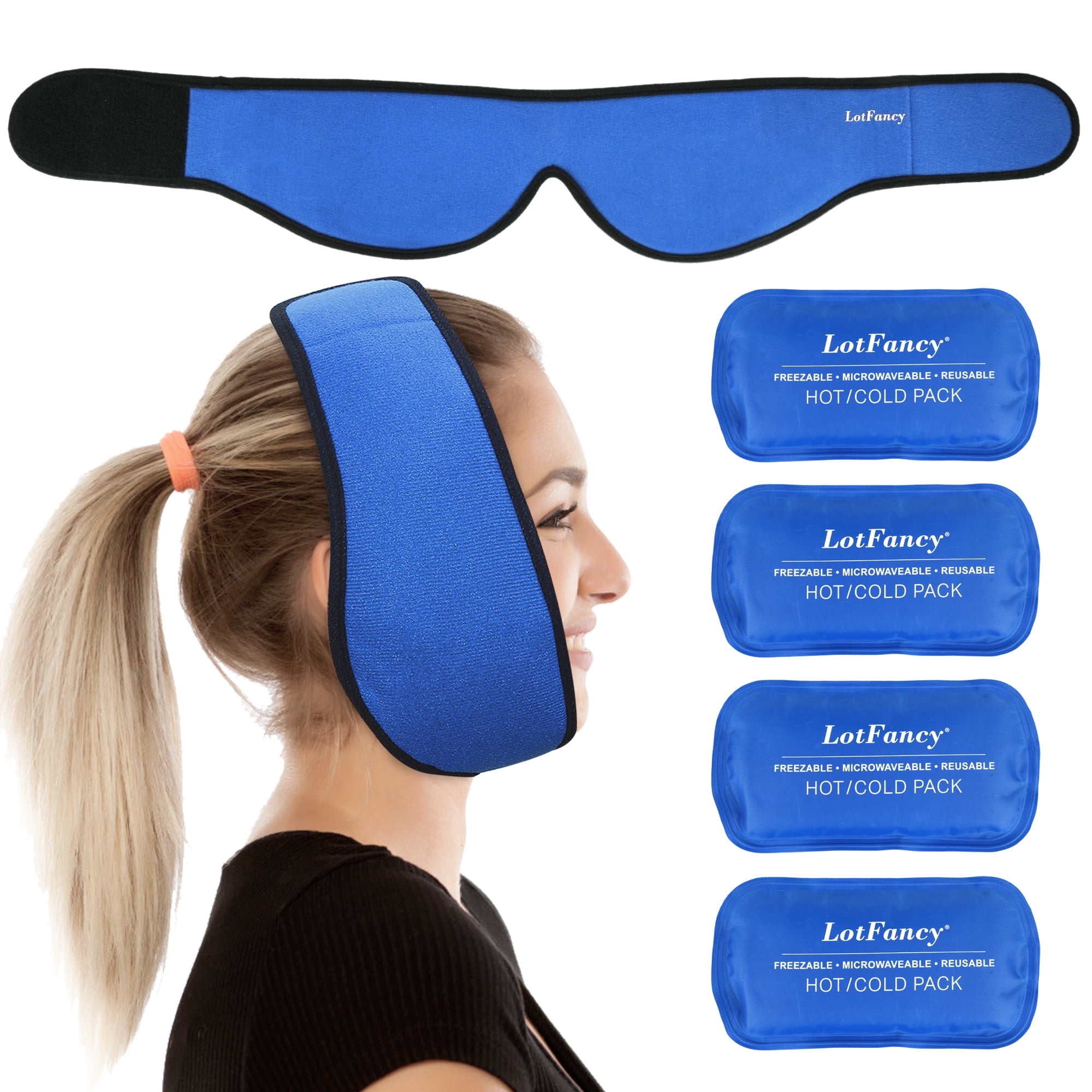 LotFancy Face Ice Pack Wrap for Jaw, TMJ, Wisdom Teeth, with 4 Reusable ...