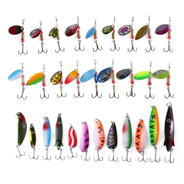 LotFancy Trout Spinners Set, 18Pcs Hard Metal Spinnerbaits and 12Pcs ...