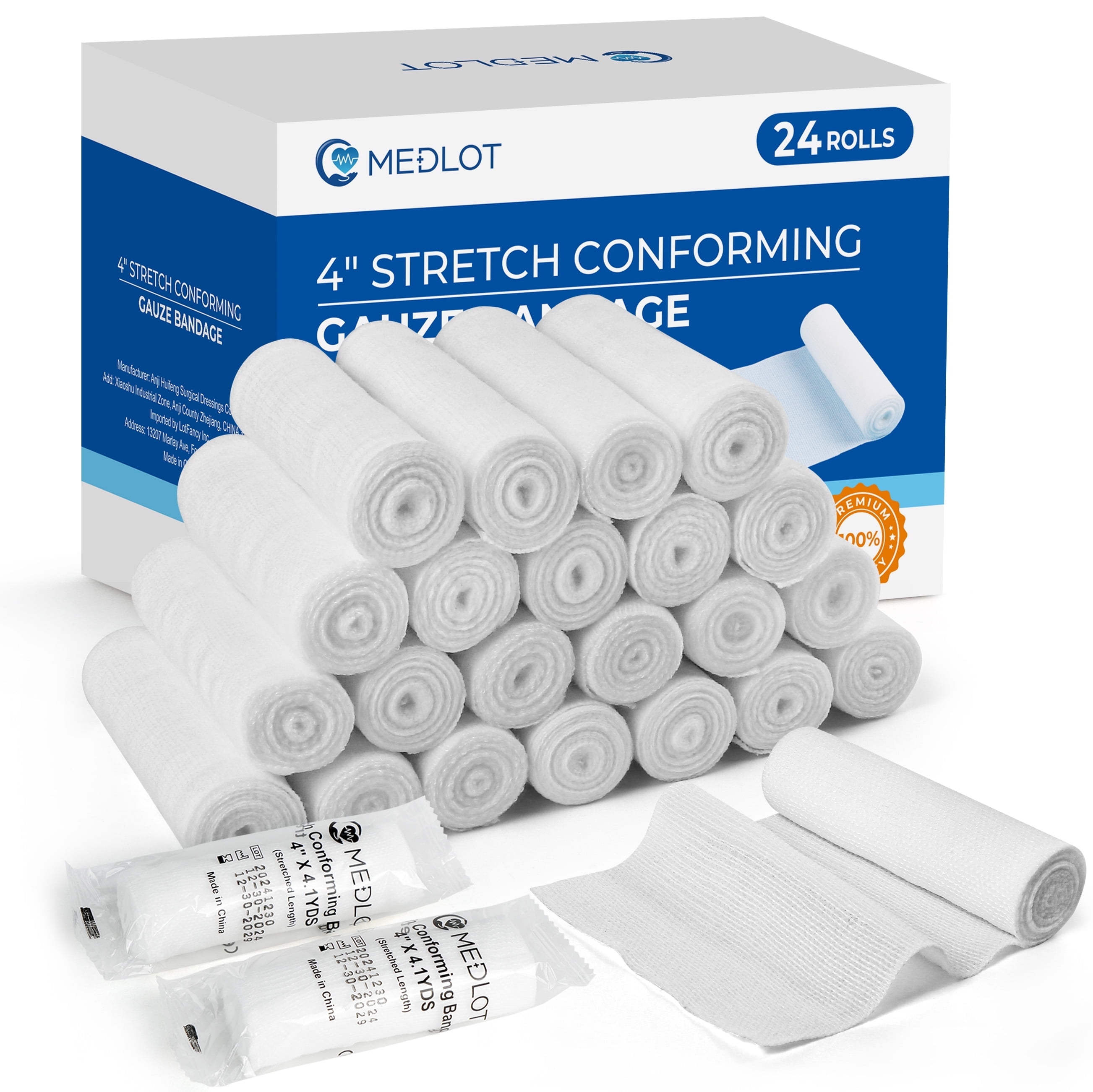 LotFancy Gauze Bandage Roll, 24 Pack Gauze Wrap, 4 in x4 Yards HSA/FSA ...