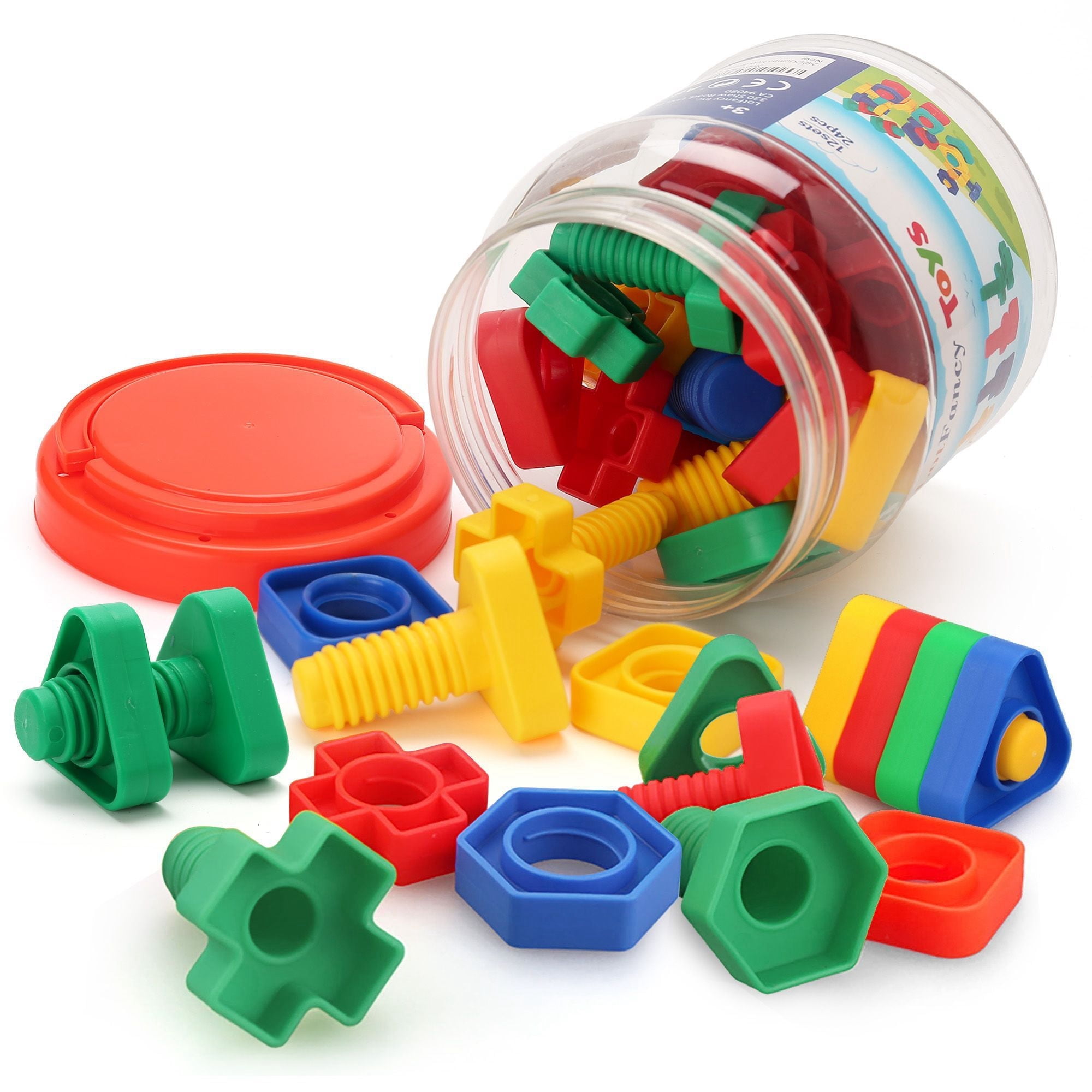 LotFancy Jumbo Nuts and Bolts Toys, Shapes and Colors Matching Toys ...