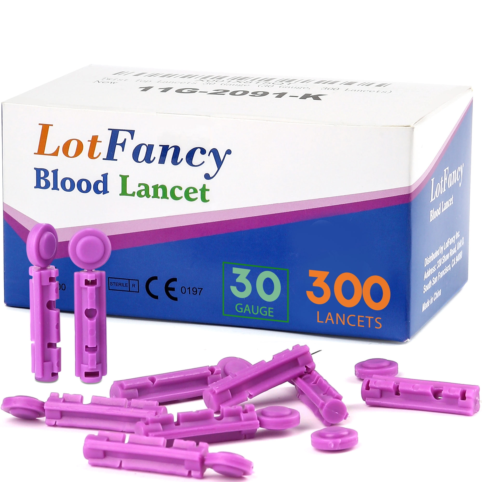 LotFancy Lancets for Diabetes Testing, 30 Gauge, 300 Count Twist Top ...