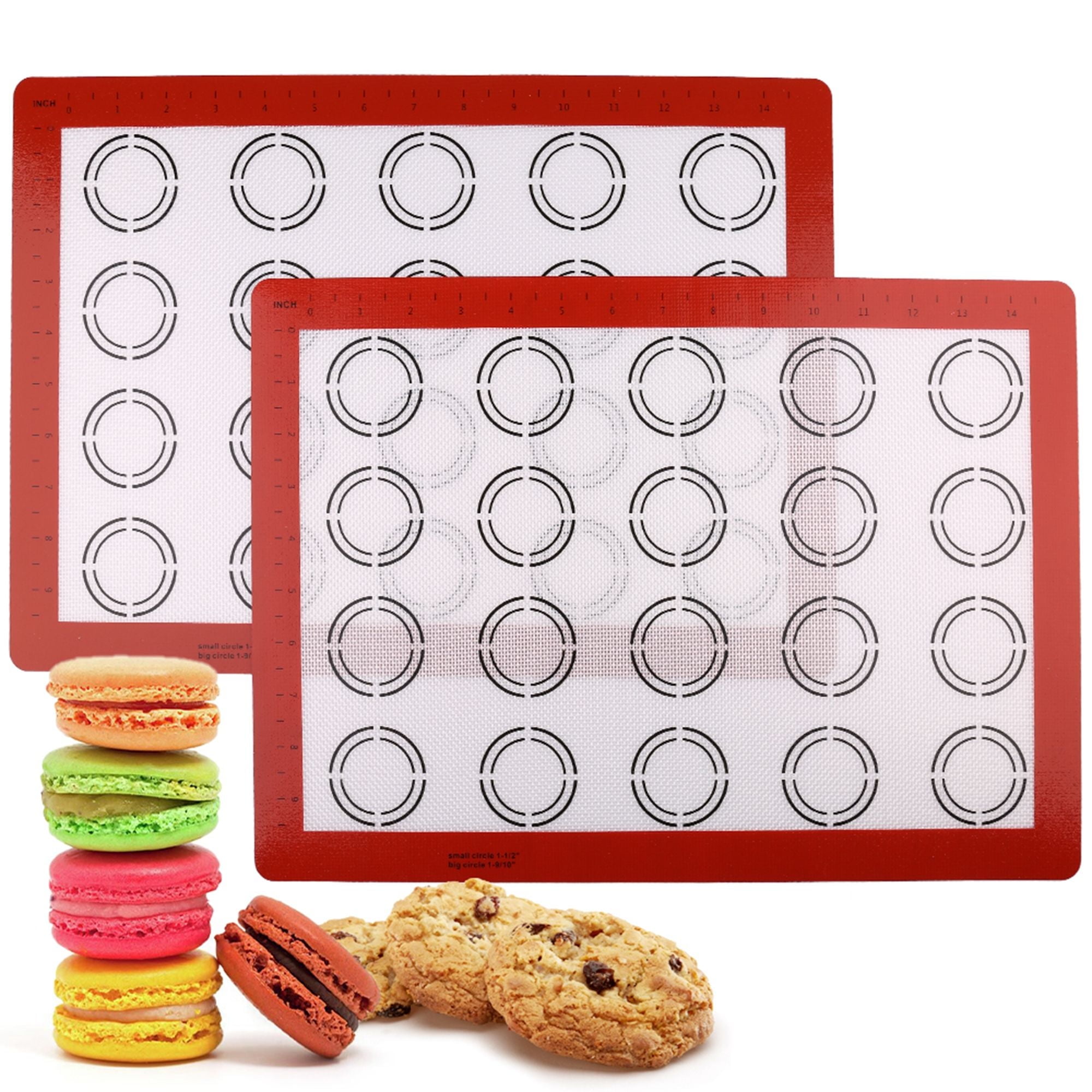 LotFancy Macaron Silicone Baking Mat, 16.5 x 11.5 in, 2Pcs Reusable, BPA Free, Oven Safe, Cookie ...
