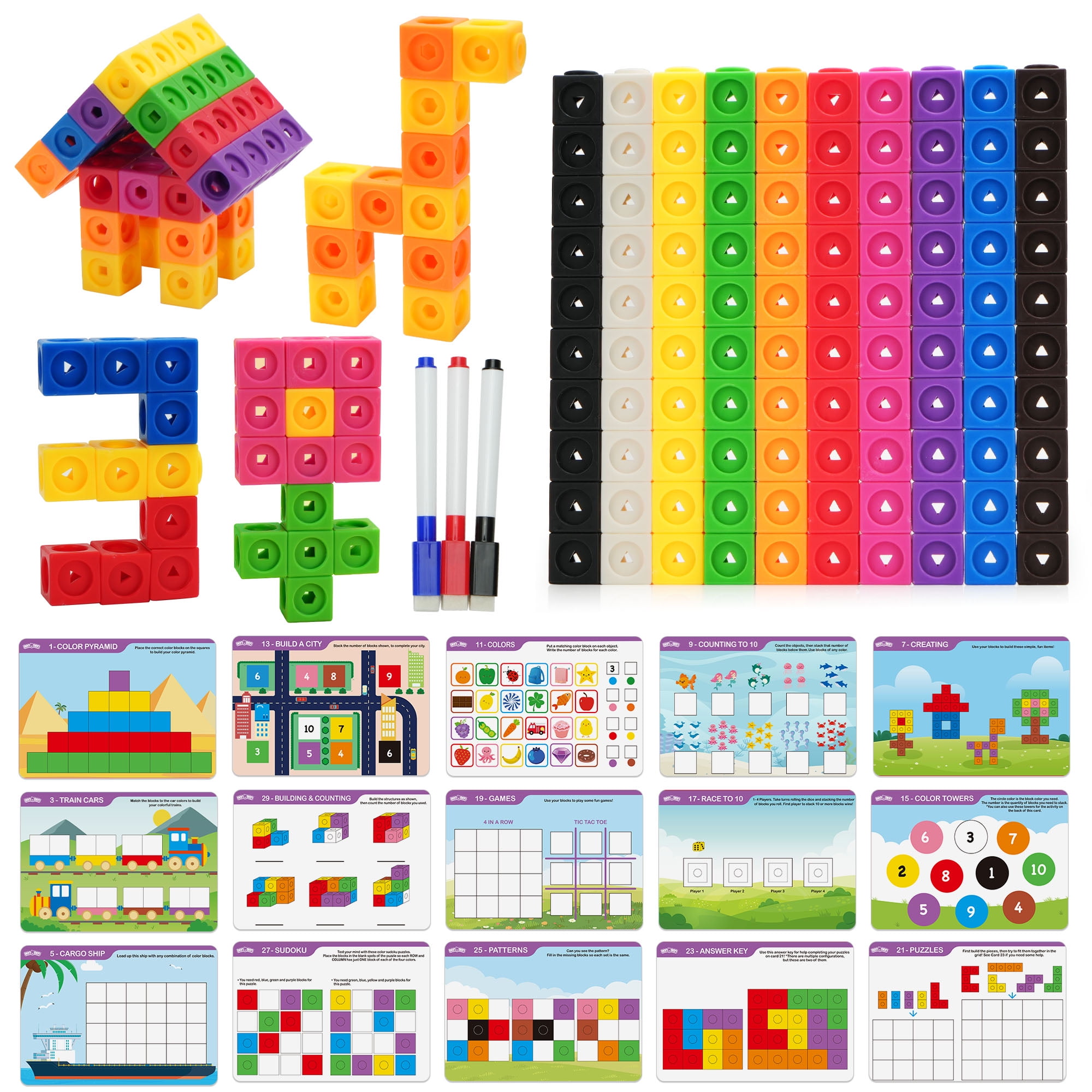 BenBen Math Linking Cubes, Manipulatives Number Counting Block with 30 ...