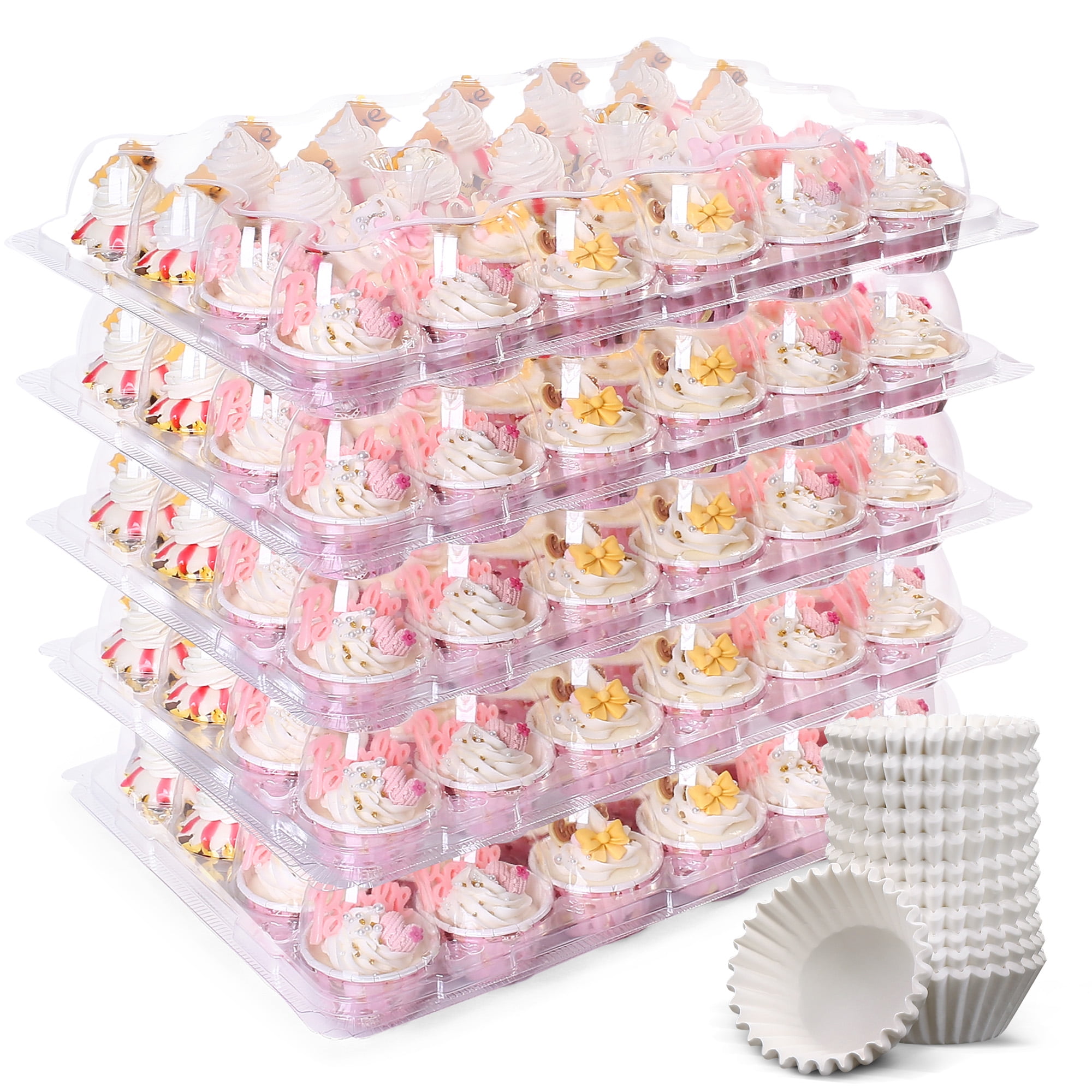 LotFancy Plastic Storage 24ct Mini Cupcake Carrier with Lids ...