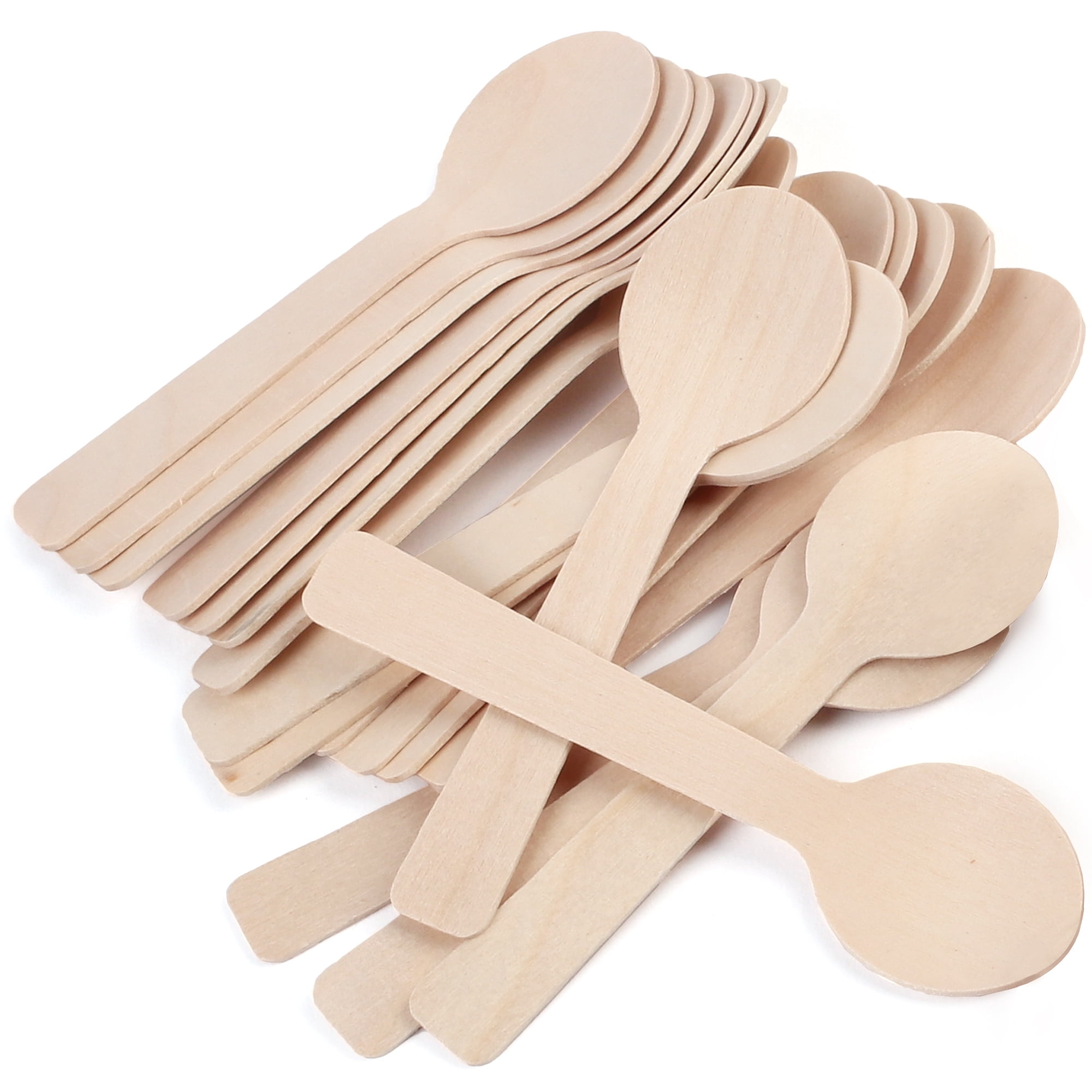LotFancy Mini Wooden Spoons Disposable, 200 Pcs 4 in Sampling Tasting ...