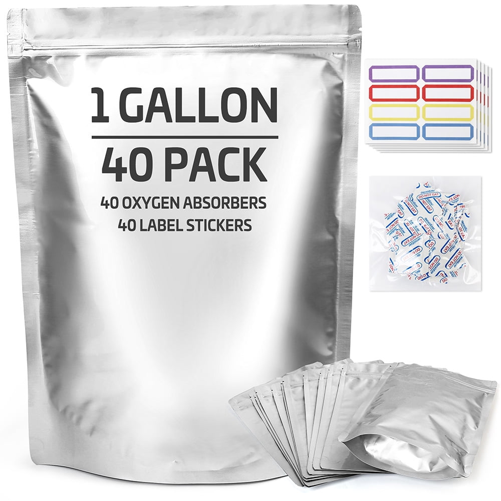 LotFancy Mylar Bags s with Oxygen Absorbers & Labels, Resealable Foil ...