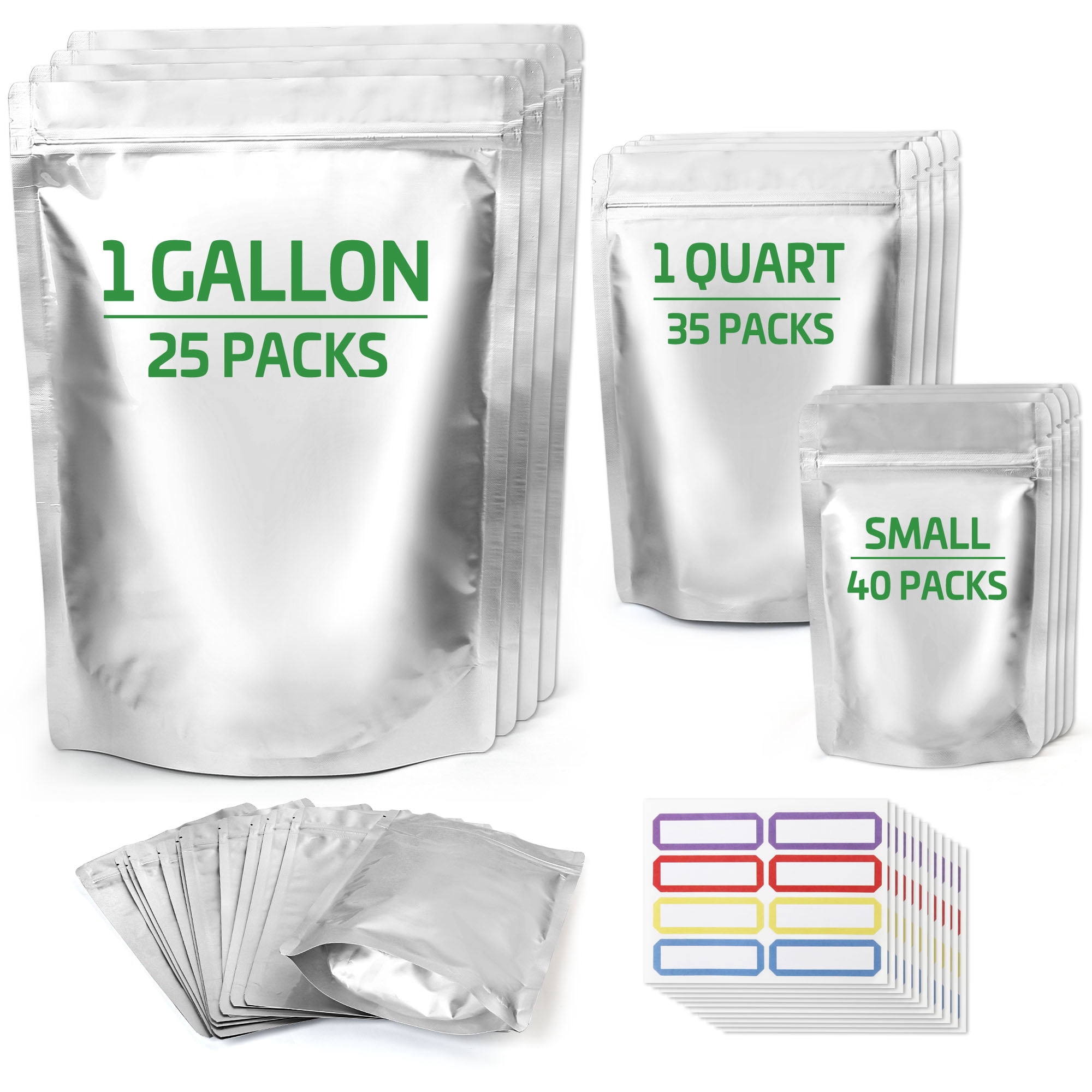 LotFancy Mylar Bags for Food Storage, Resealable Ziplock Bags, 1 Gallon ...