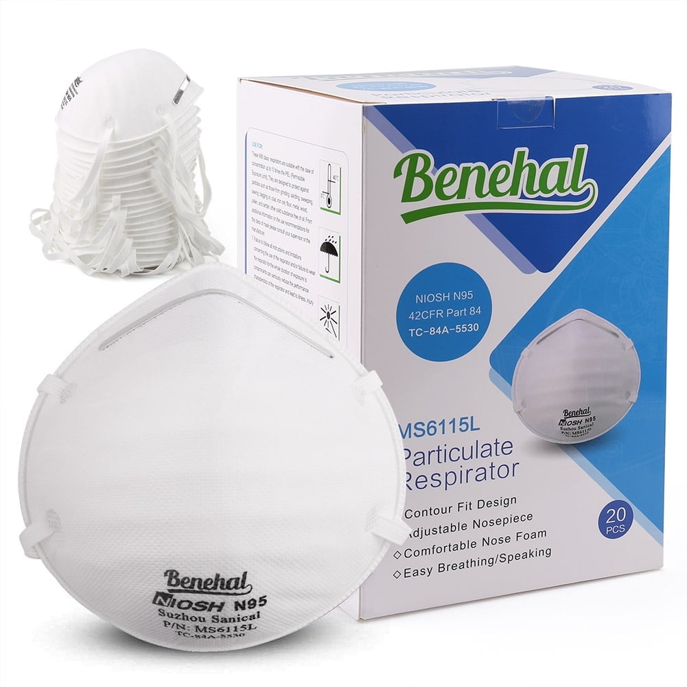 LotFancy N95 Face Mask, 20 Pack NIOSH Particulate Respirator, Dust Mask ...