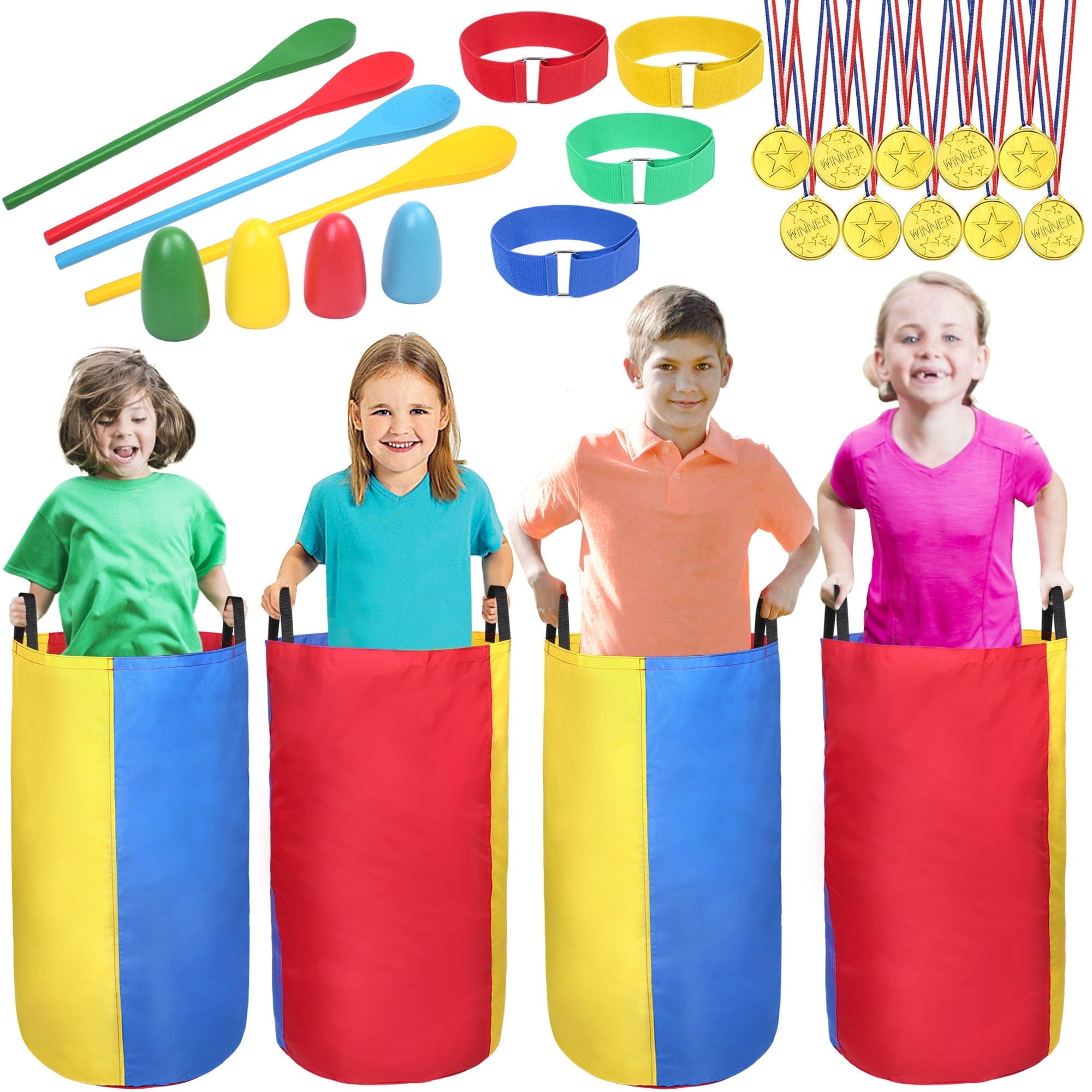 LotFancy Outdoor Games, Potato Sack Race Bags for Adults Ages 12+, Outside Lawn Games, Easter ...