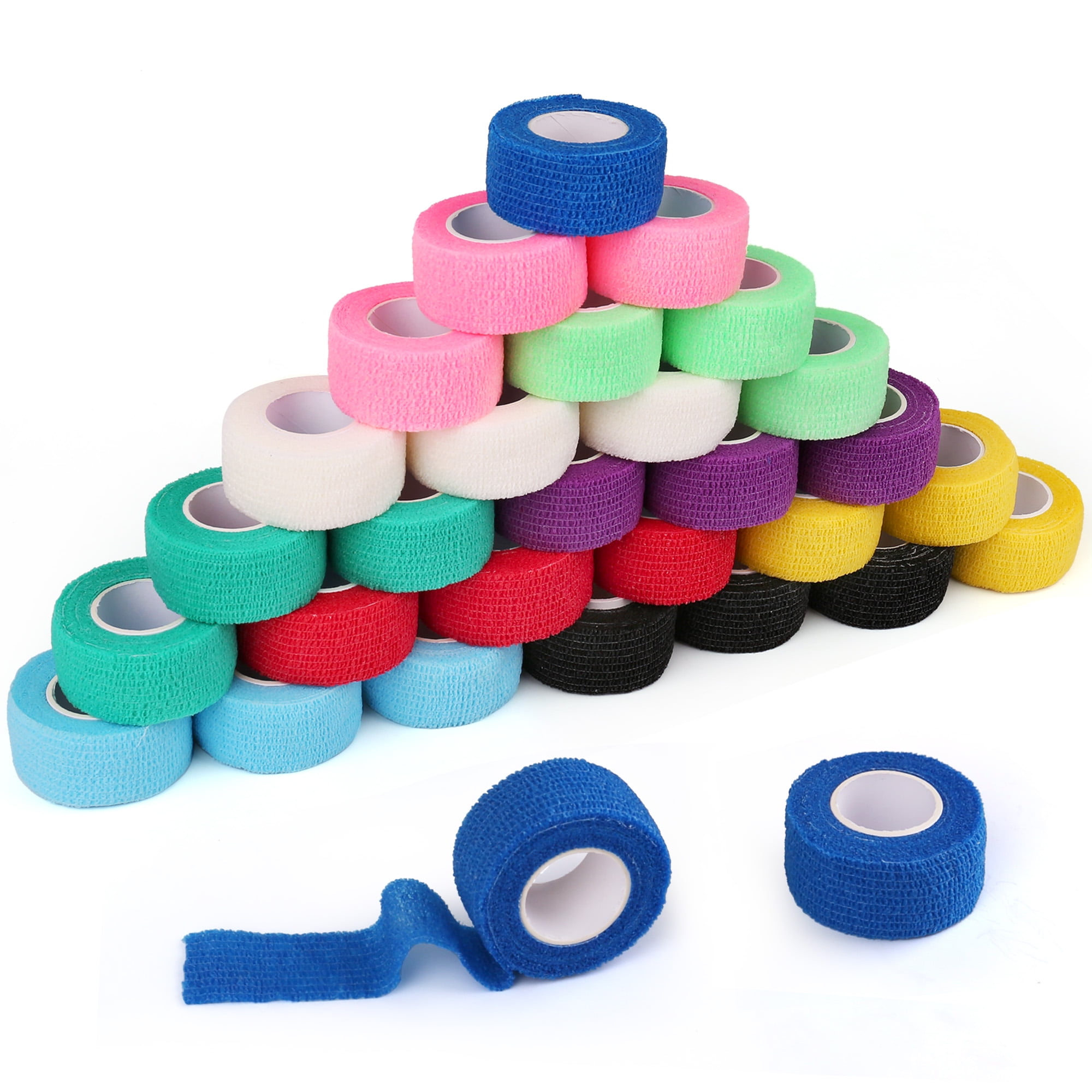 LotFancy Self Adhesive Bandage Wrap, 1"x5 Yards, 30 Pc, Elastic Sports ...