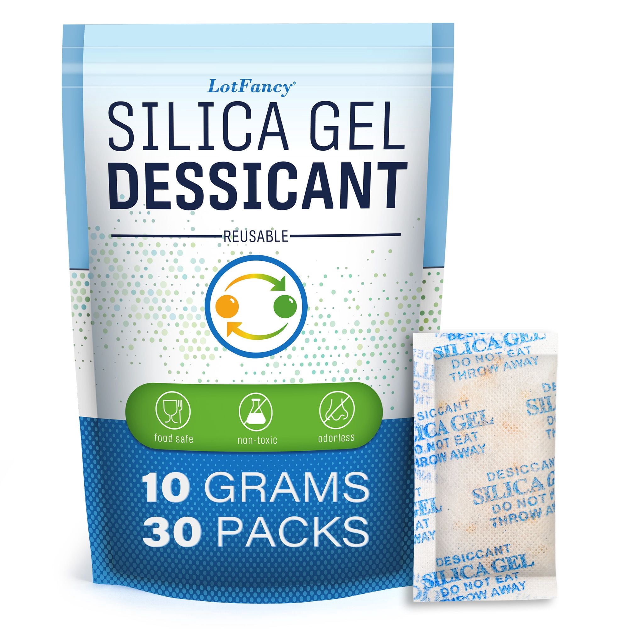 LotFancy Silica Gel Desiccant Packets with Indicating Beads, 10 Gram ...