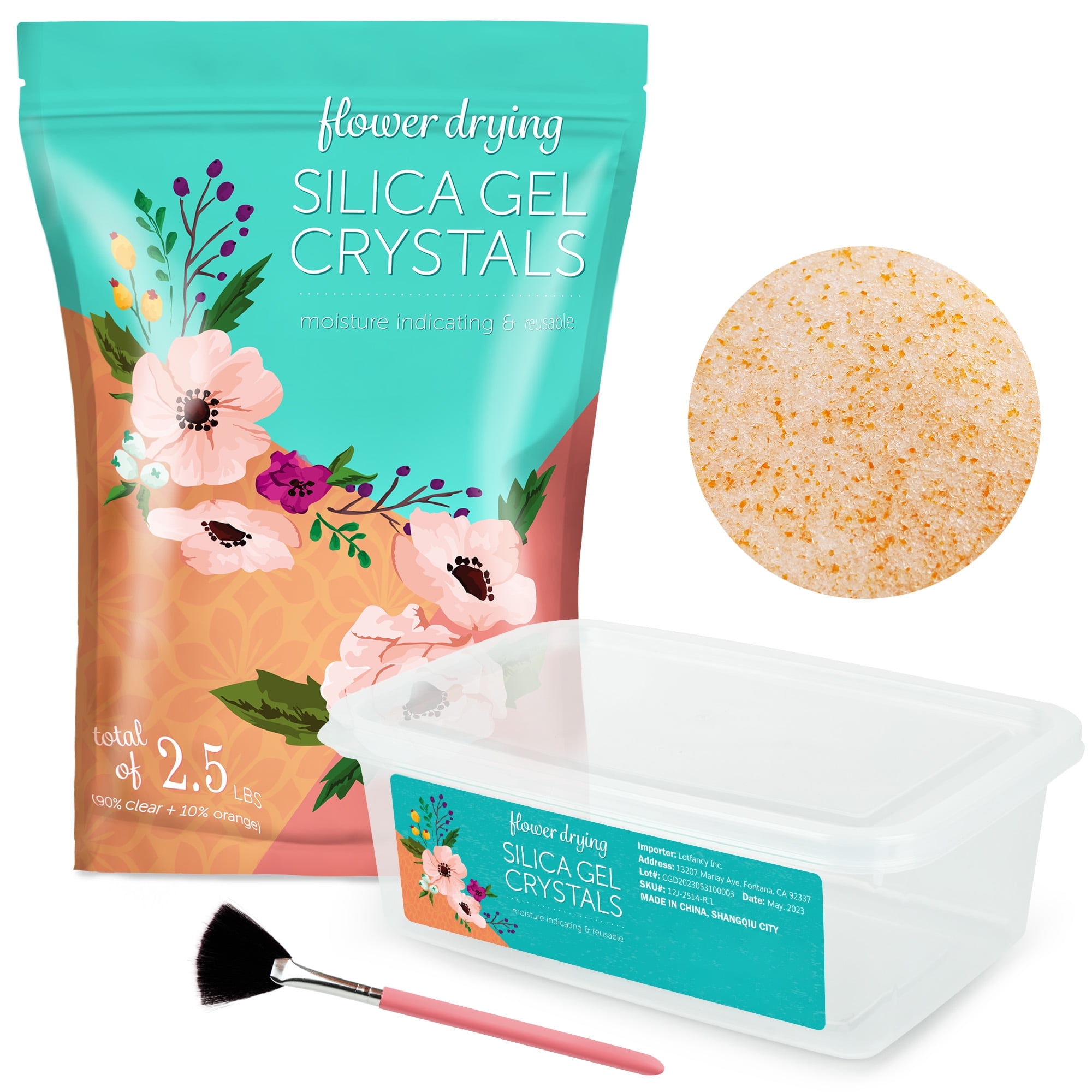 LotFancy Silica Gel Flower Drying, 2.5 LBS Color Indicating Silica ...