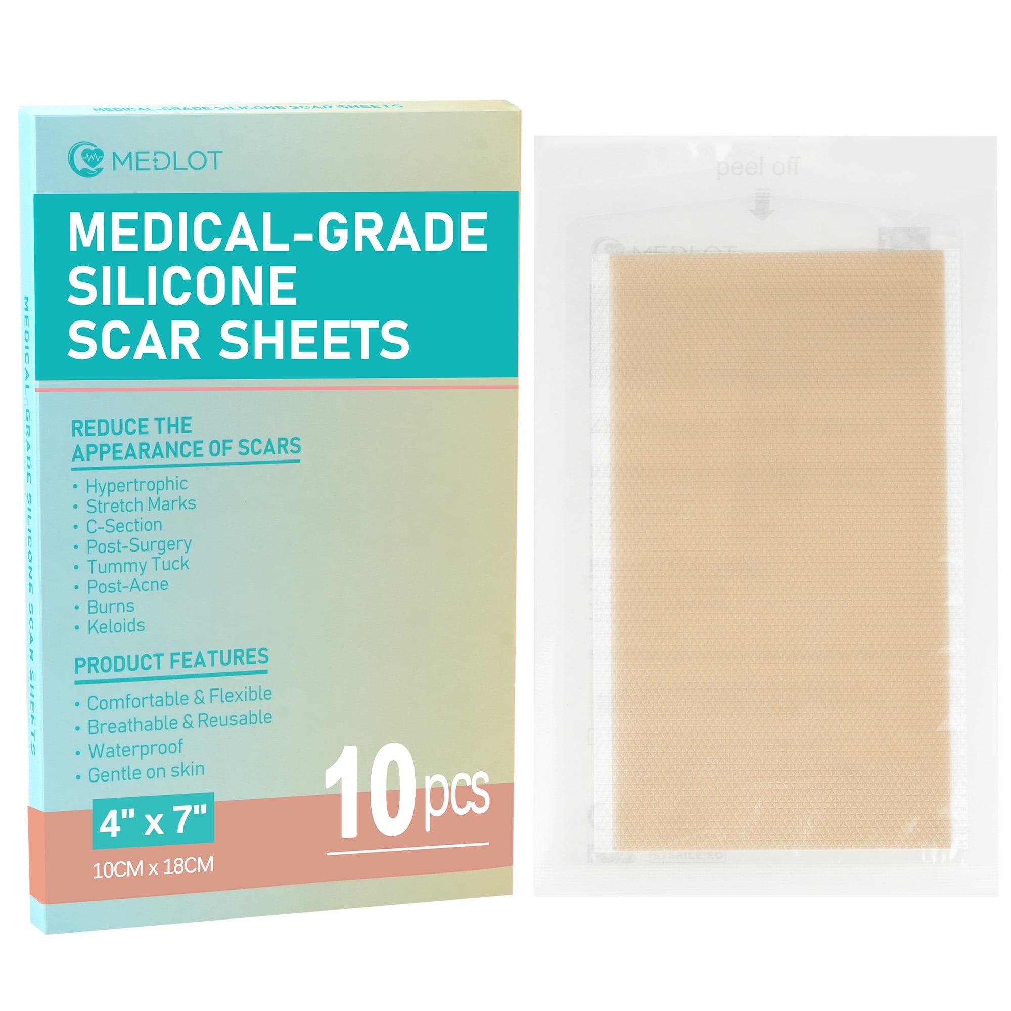 LotFancy Silicone Scar Sheets, 10 pcs, 4x7 in, Reusable, Silicone Scar ...