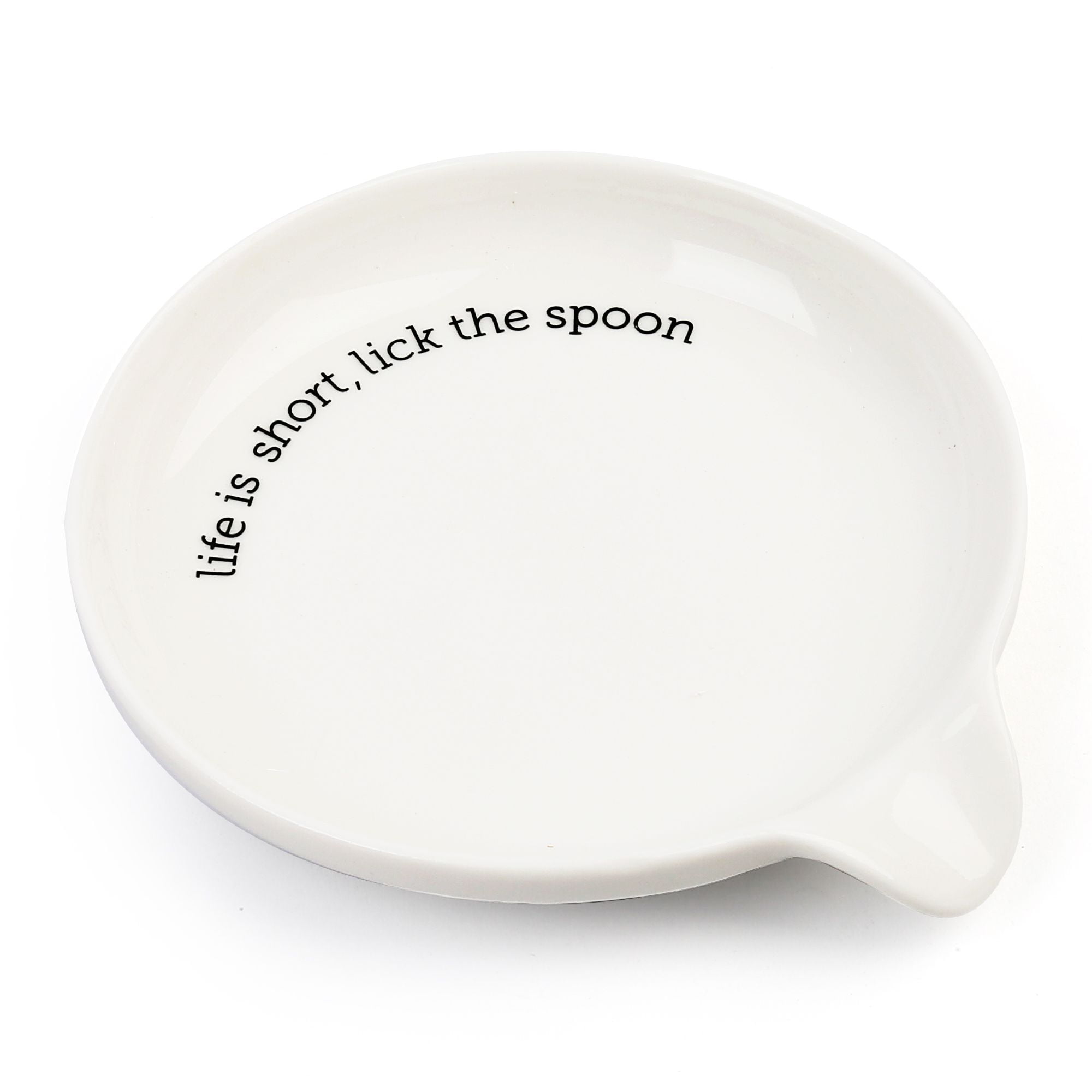 LotFancy Large Ceramic Spoon Rest, 5.2Inch, White - 'Life is short ...