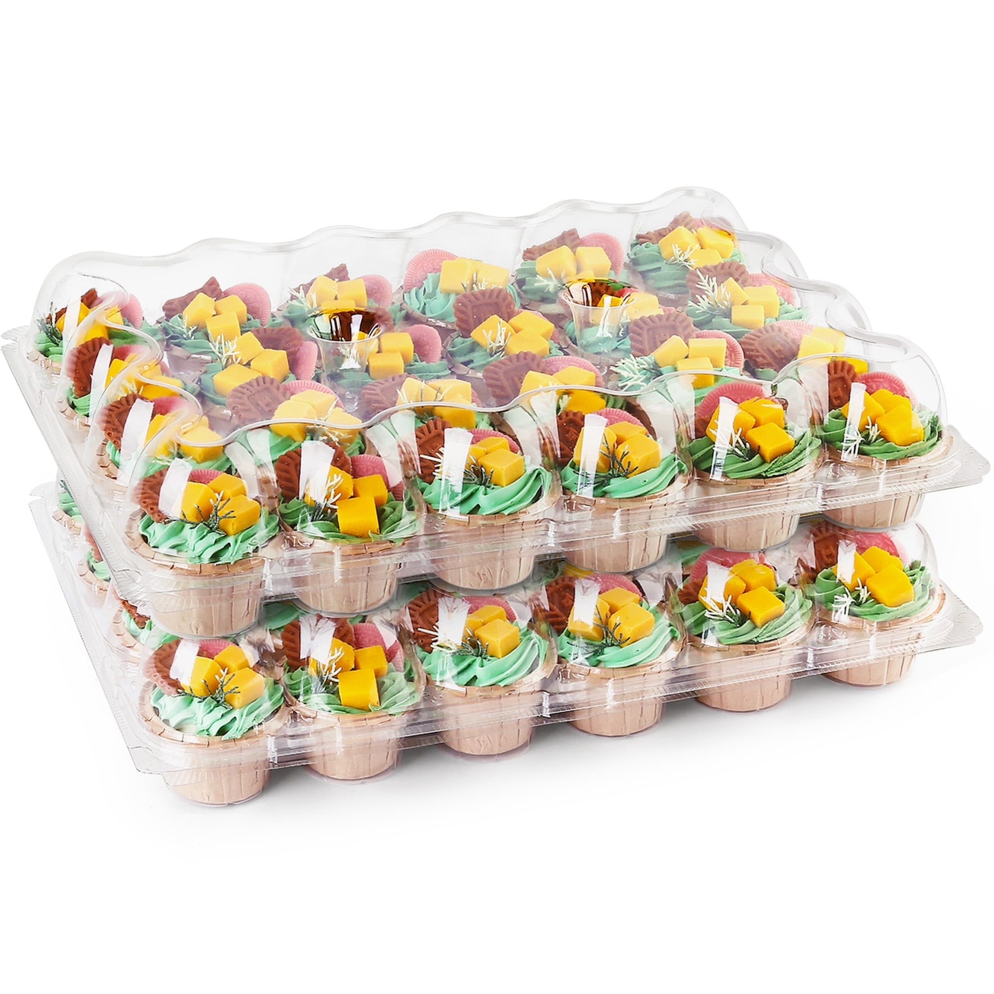 LotFancy Disposable Individual Cupcake Tray, 24 Count x 10 Sets Clear ...