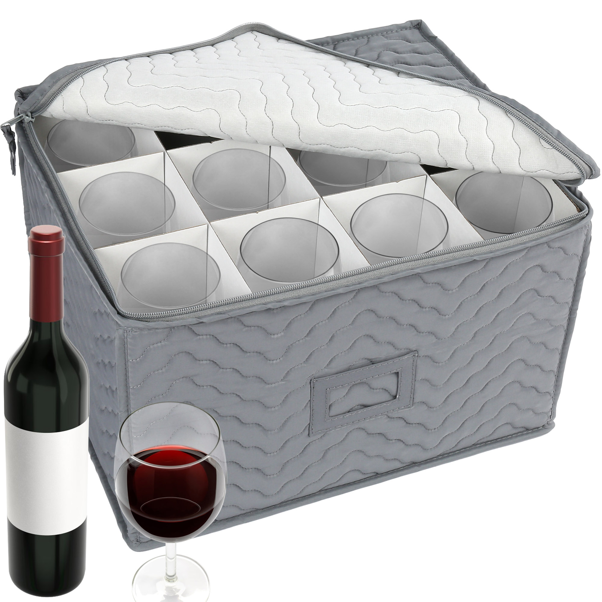 Sorbus Stemware Storage Chest - Deluxe Quilted Case with Dividers ...