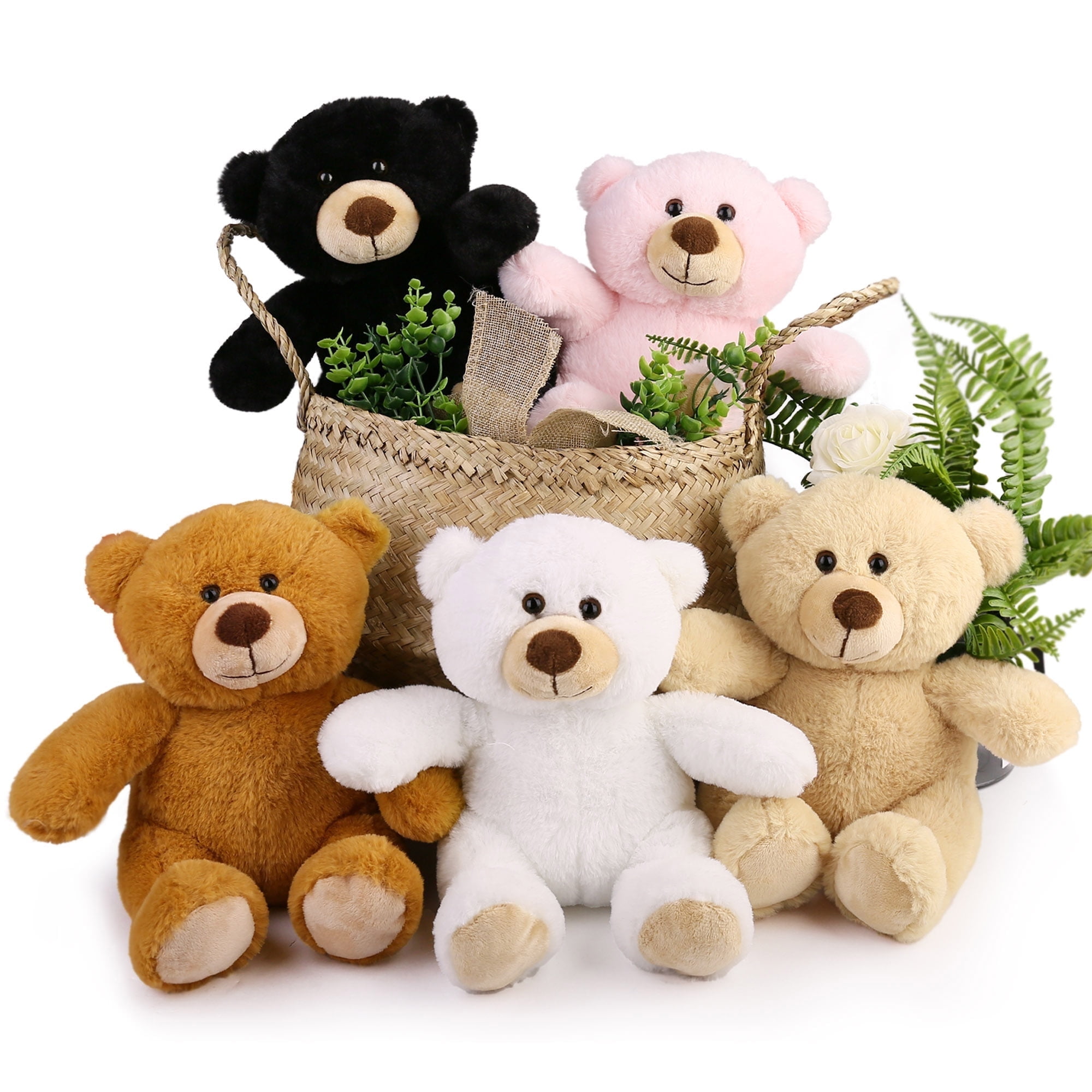 LotFancy 5 Pack 10in Eco-Friendly Teddy Bear Plushies, Stuffed Animal ...