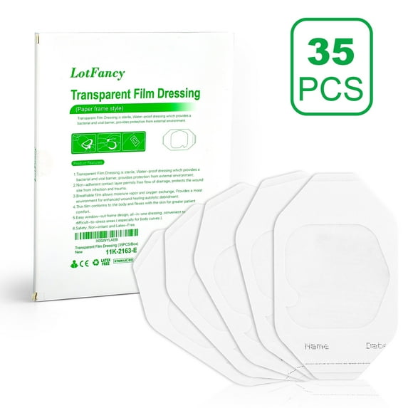 LotFancy Transparent Film Dressing, 35Pcs Adhesive Wound Dressing and ...