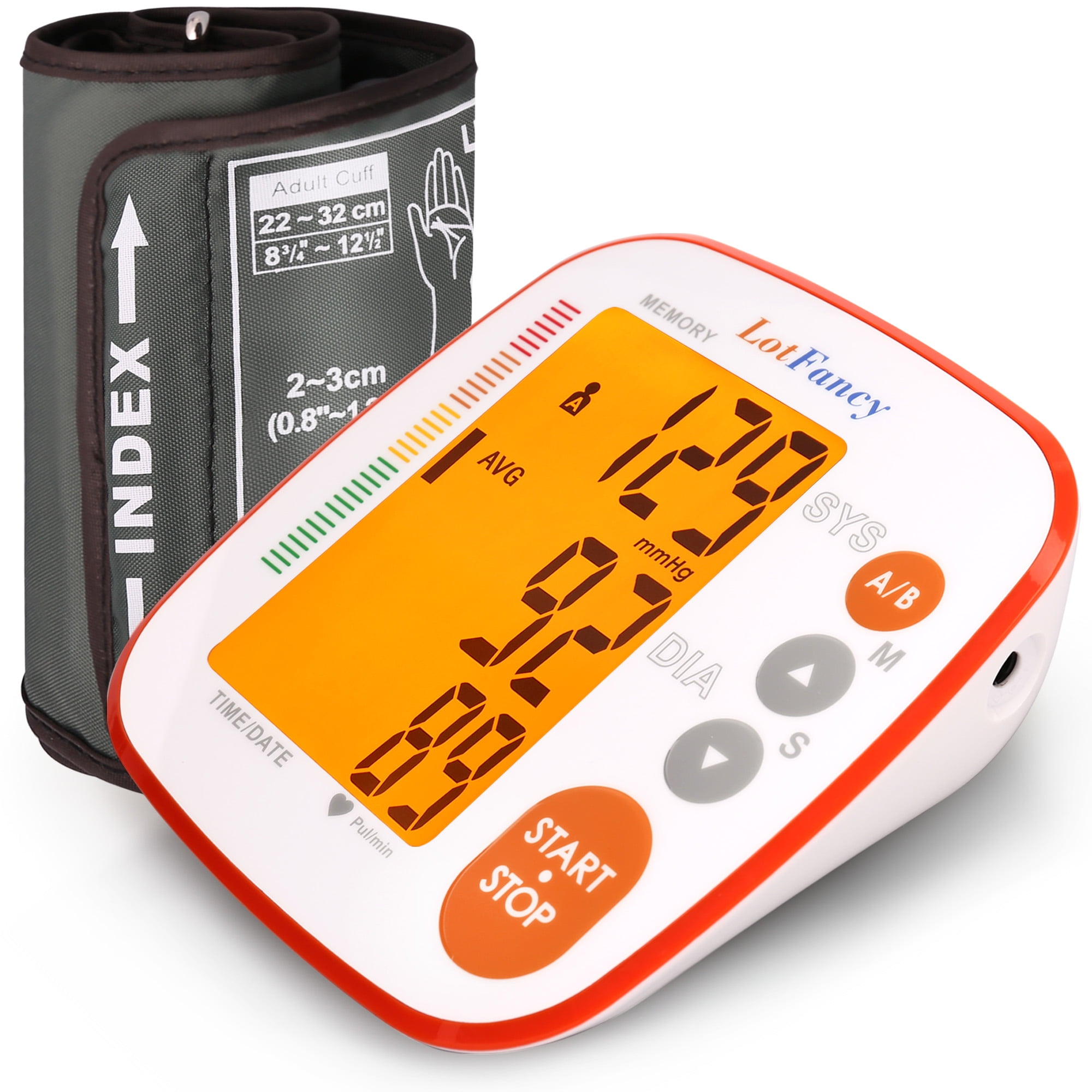 LotFancy Upper Arm Blood Pressure Monitor,Large LCD Display, Backlight ...