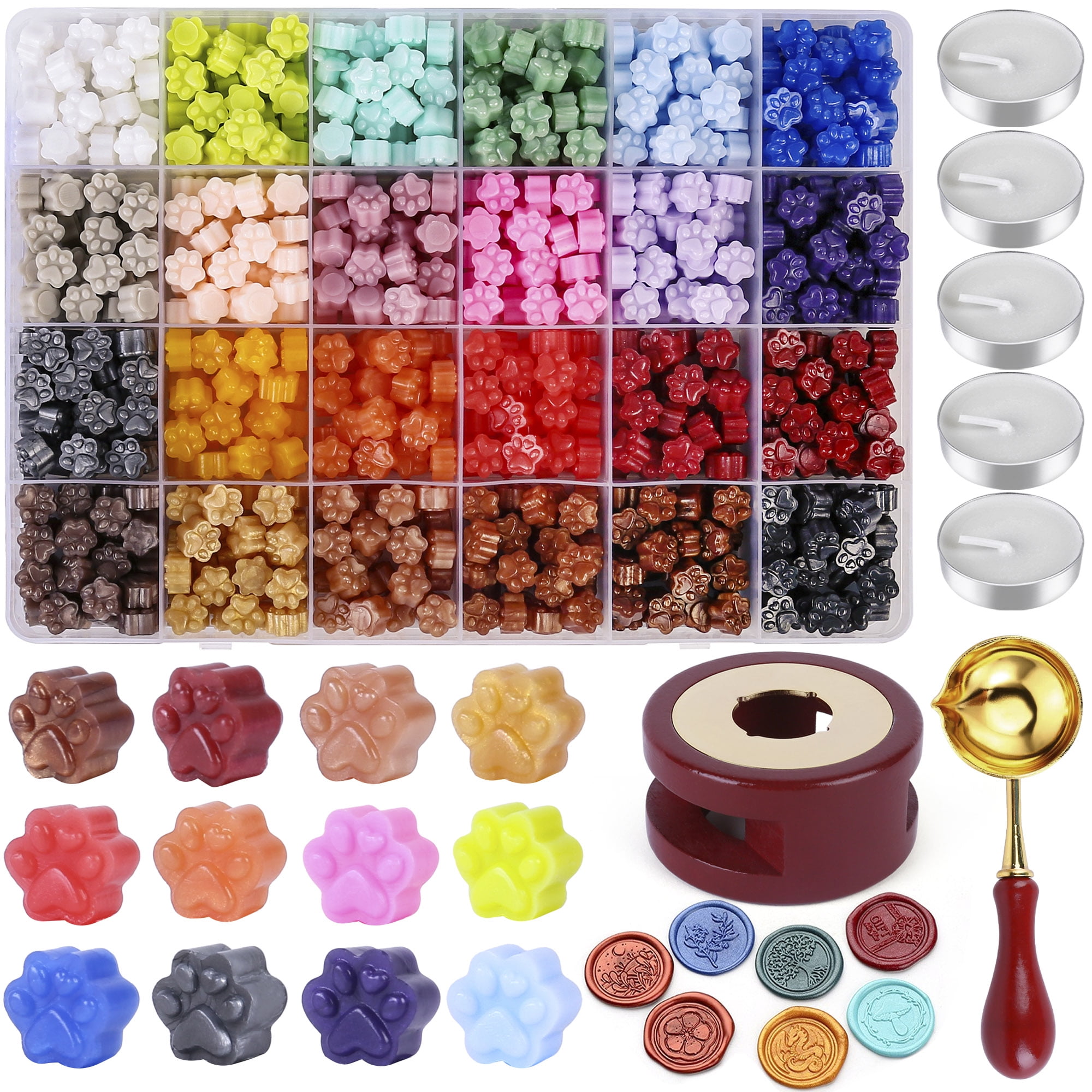 LotFancy Wax Seal Beads, 600Pcs Wax Sealing Pallets with Spoon and 10 ...
