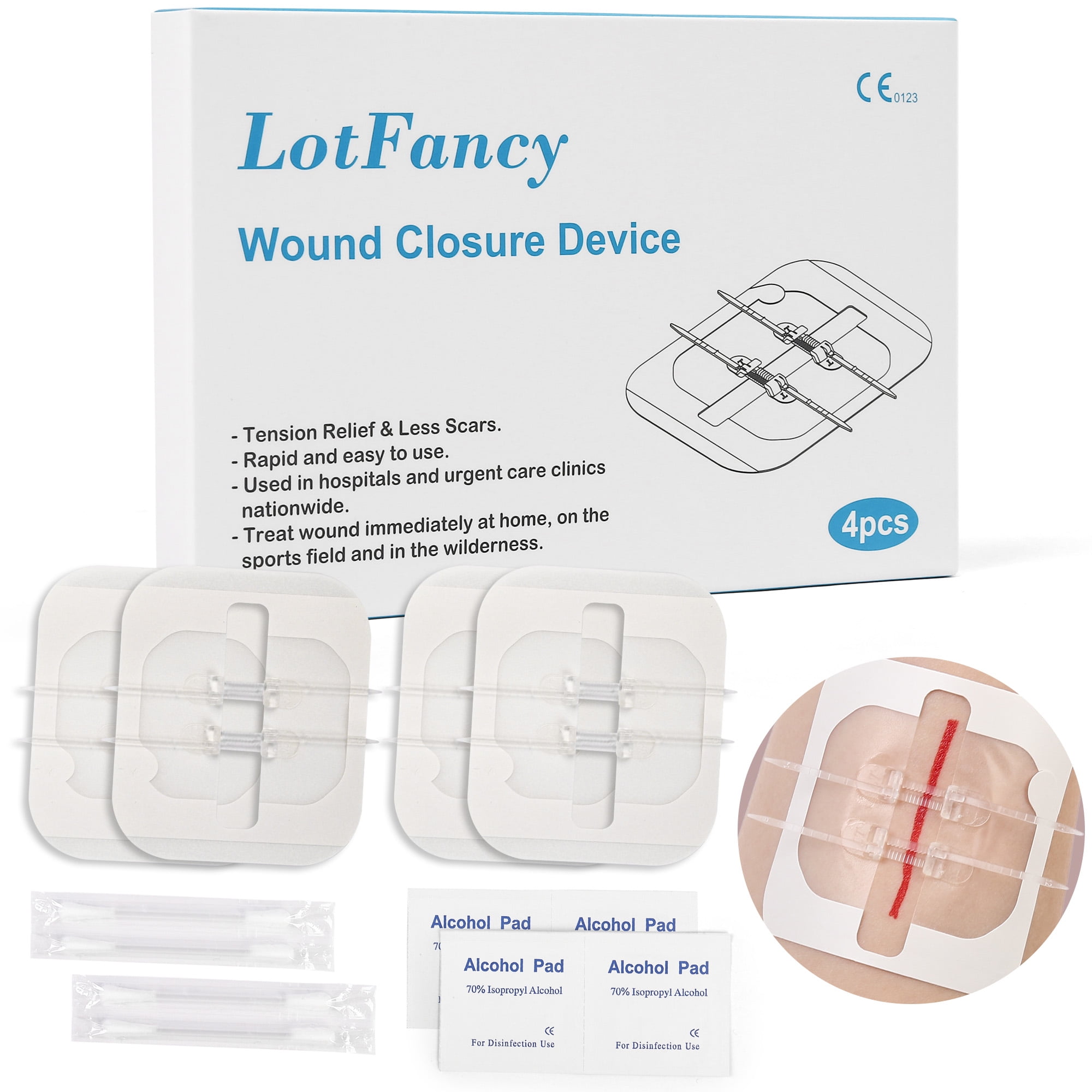 LotFancy Wound Closures, Butterfly Closures Adhesive Bandages for First ...