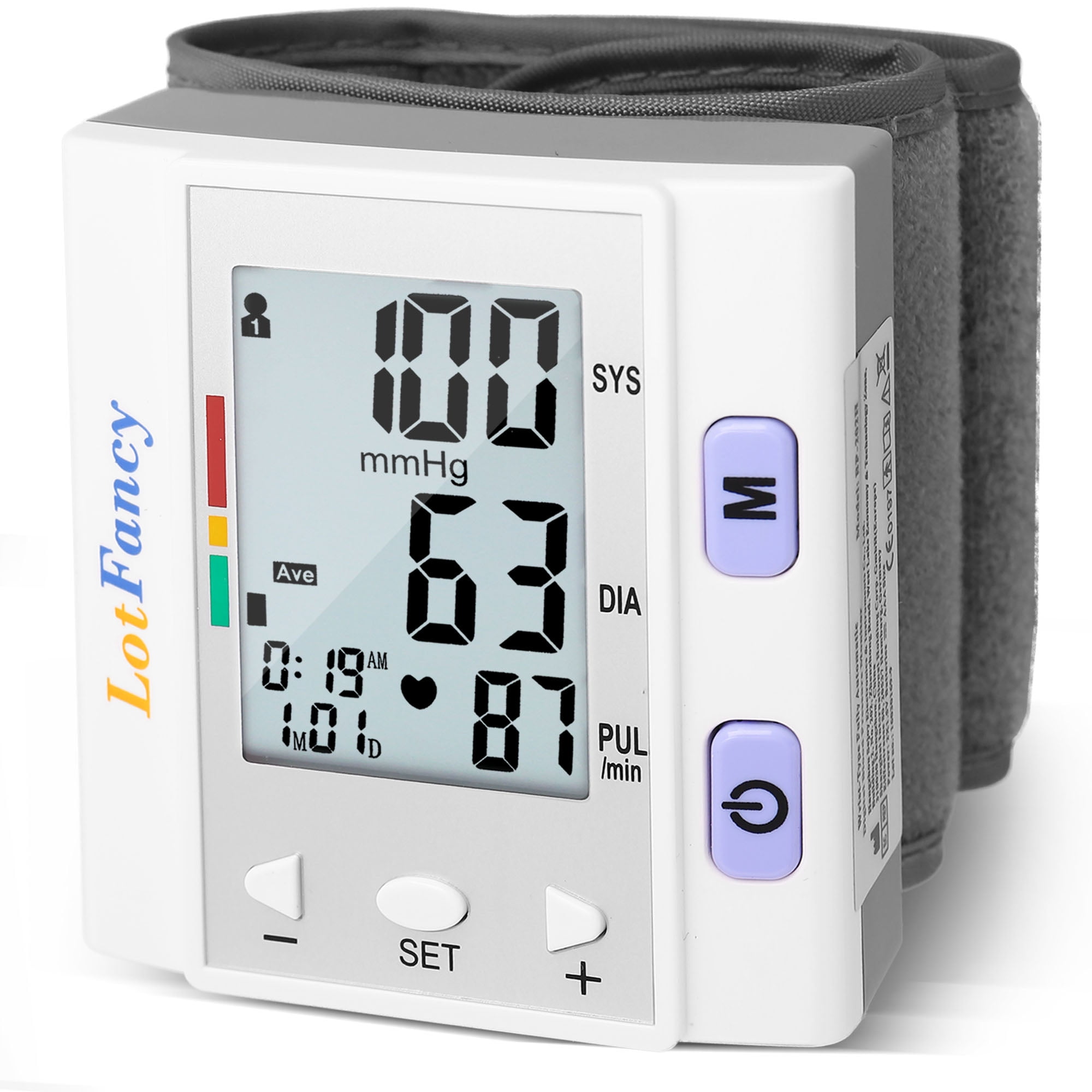 LotFancy Wrist Blood Pressure Monitor,BP Machine with Portable Case ...